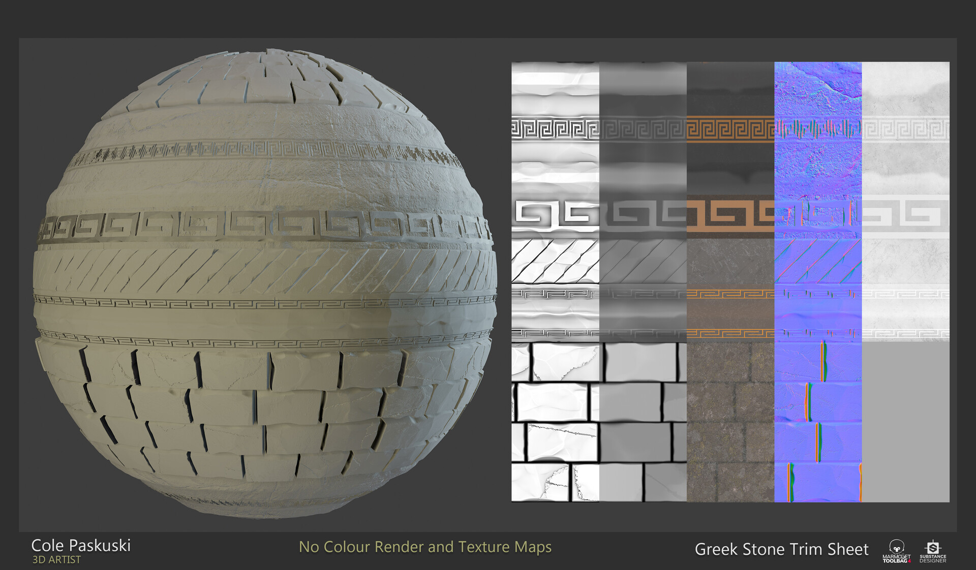 Cole Paskuski - Greek Stone Trim Sheet (Substance Designer)