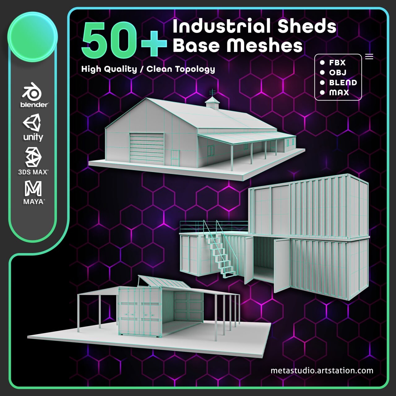 ArtStation - 40 Sheds Base Mesh