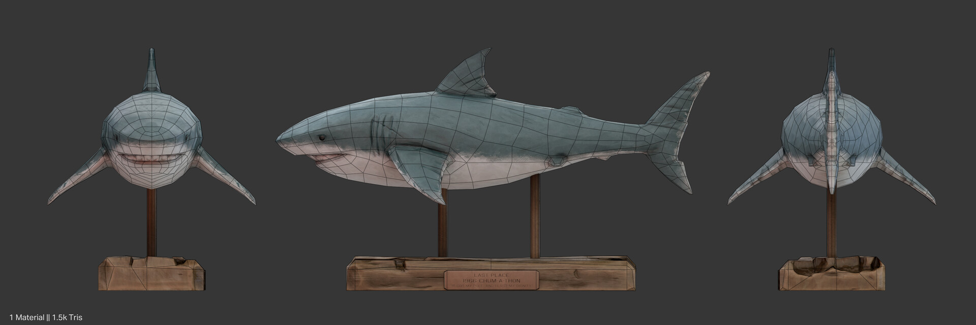 Morgan Furtado - Last Place! 1966 | Low-Poly, Stylized Shark Trophy