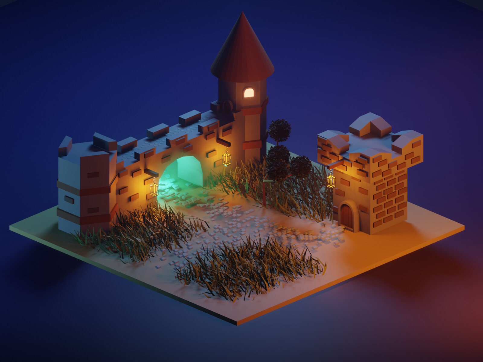 ArtStation - low poly fortress