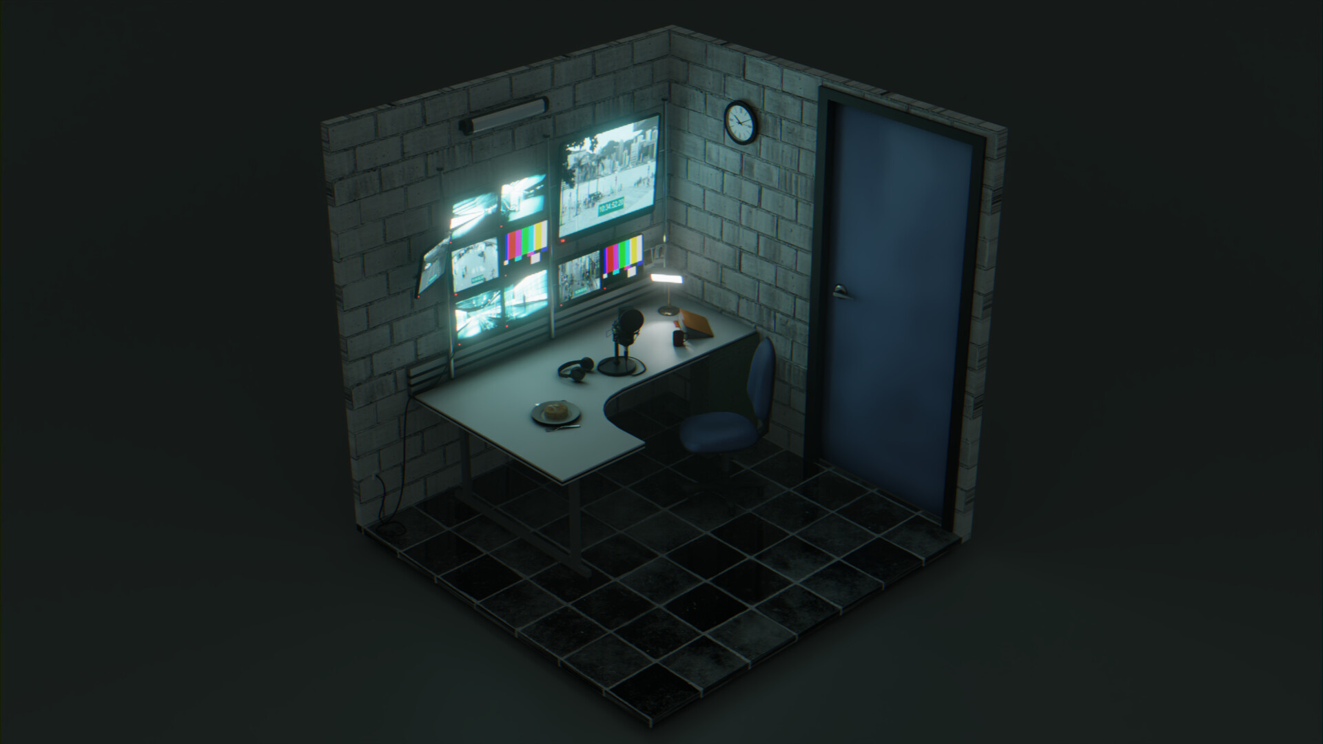 ArtStation - Isometric Room ~ Surveillance Room