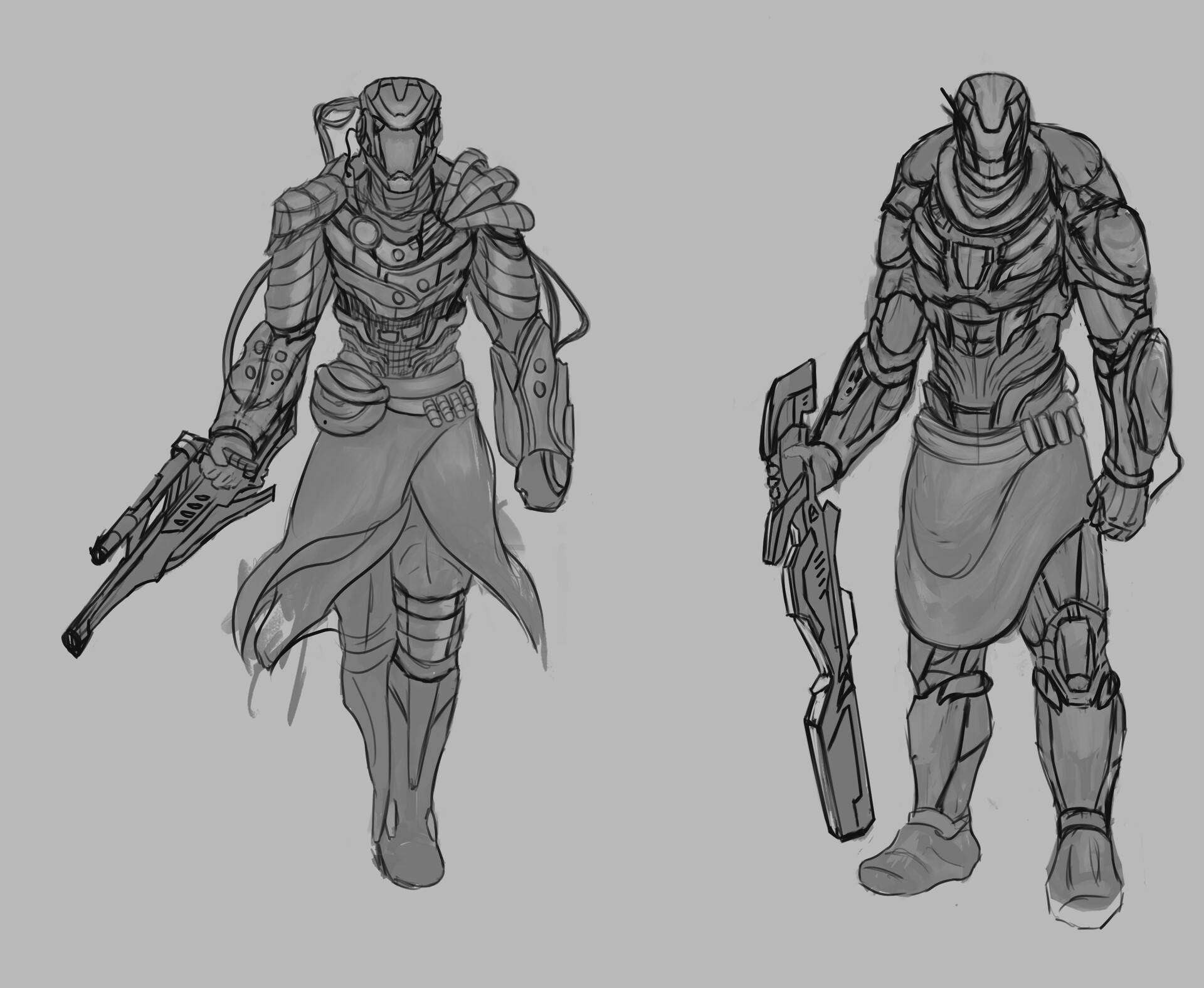 Futuristic Soldier Armor Drawing
