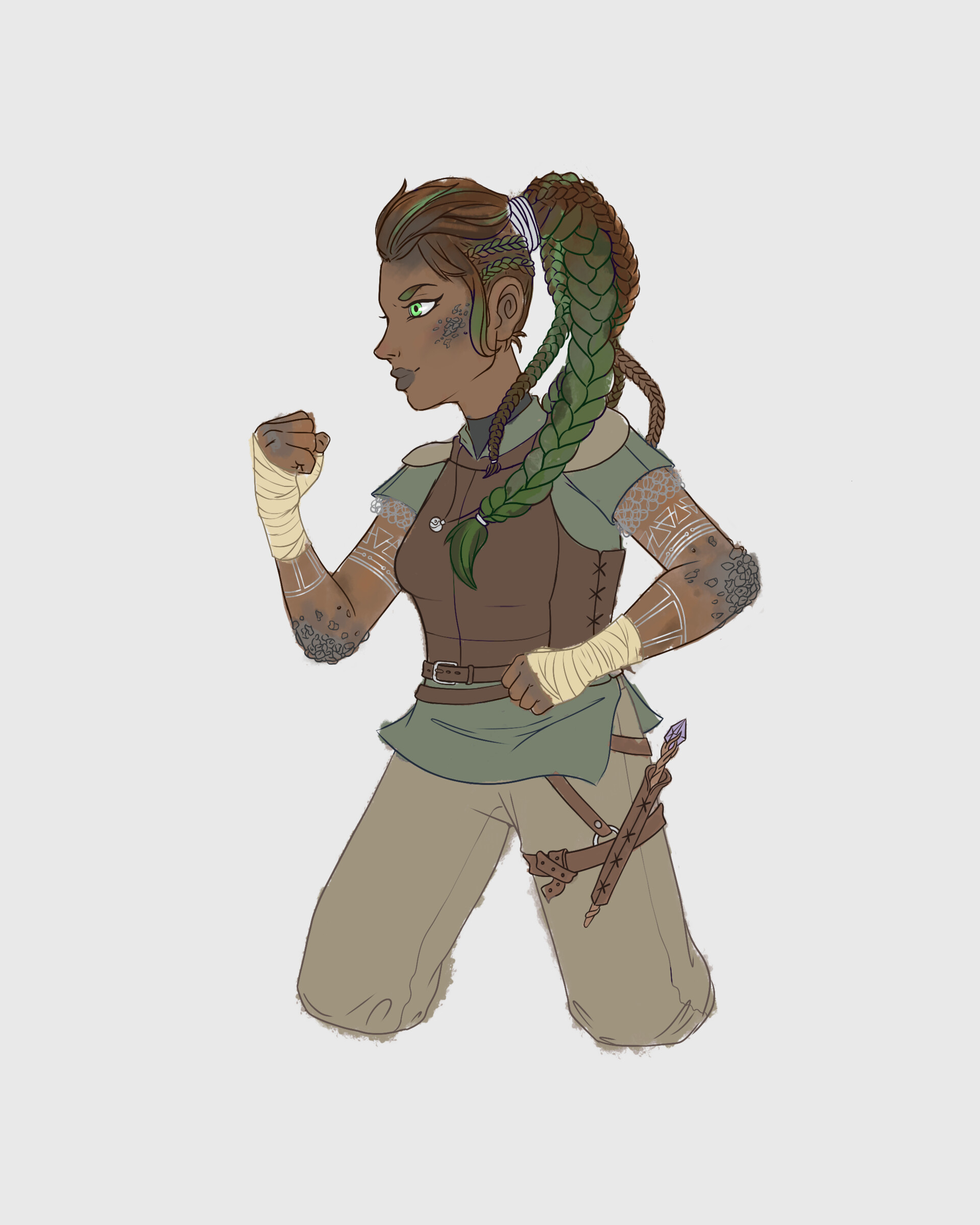 Athena Power - DnD PC Character Design - Earth Genasi Druid