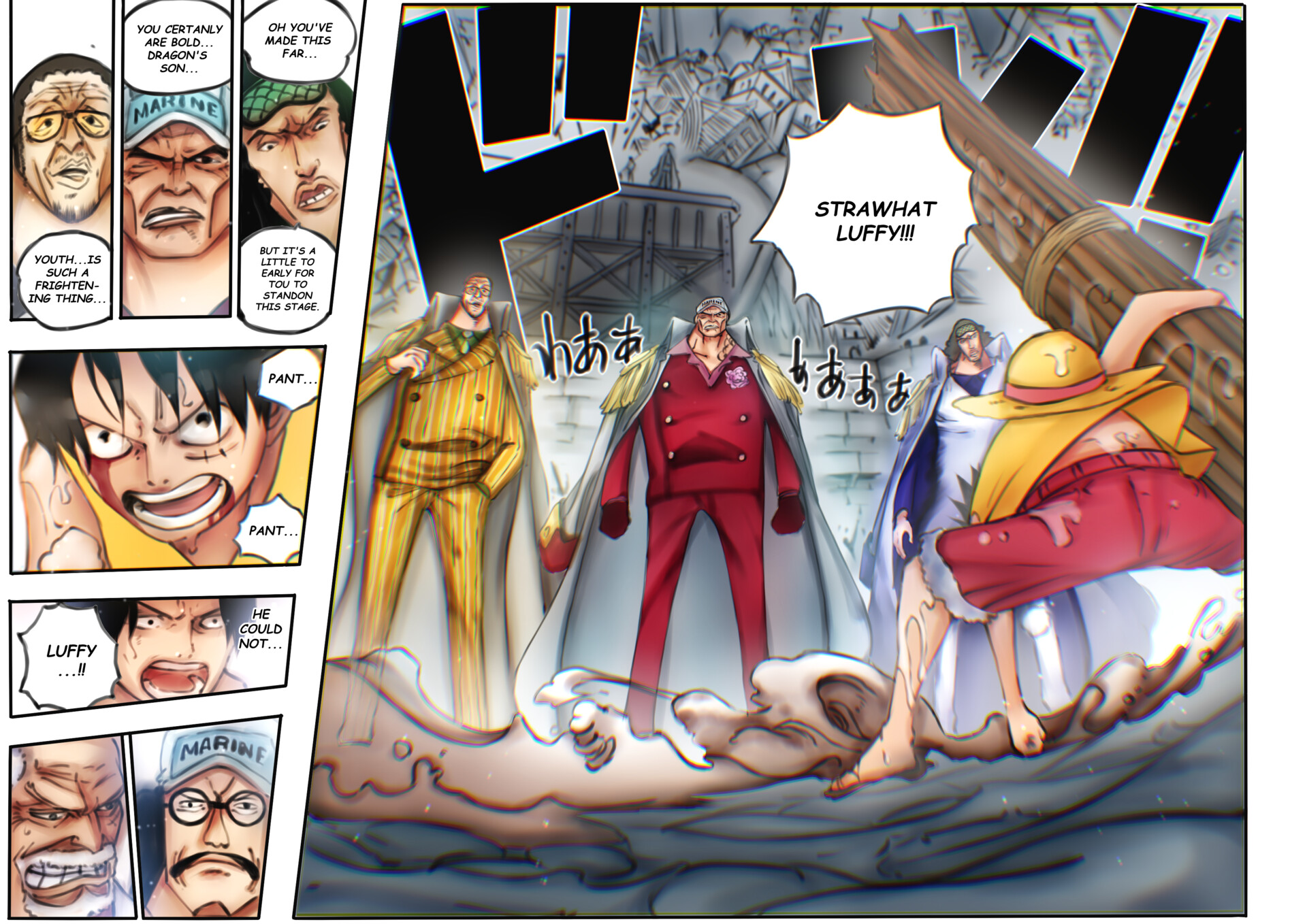 ArtStation - luffy vs 3 admier