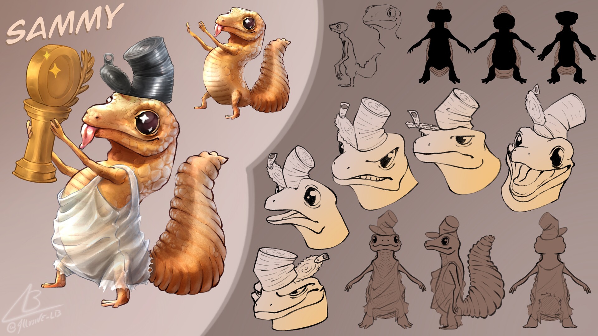 ArtStation - Sammy, the gecko - character sheet