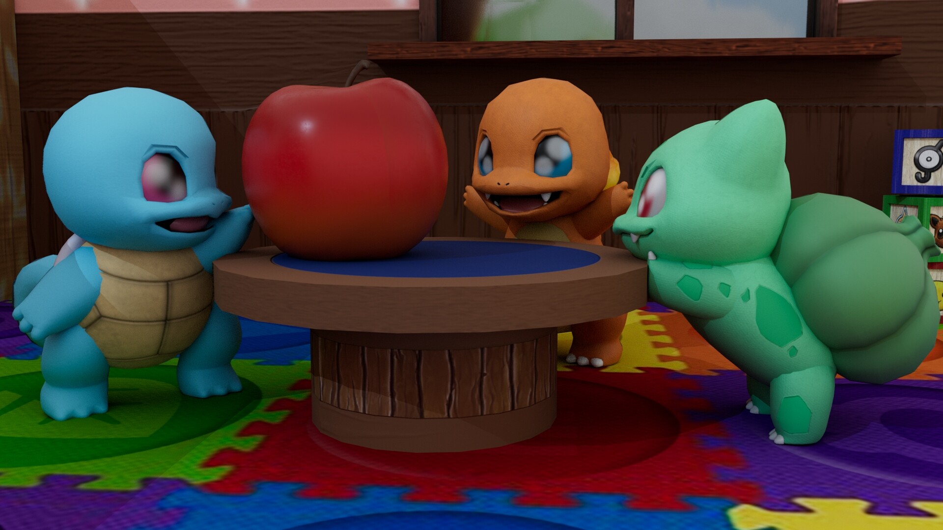 Juan Engenios - || 3D Modeling, Scene Composition And Texturing || Pokemon Kanto Starters