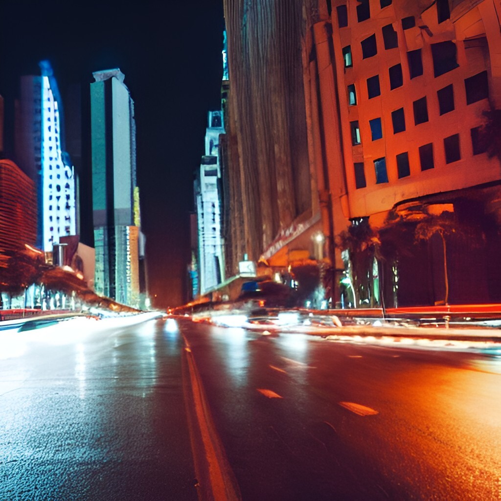 ArtStation - Illuminated City at Night, and with Cars Passing - Made By AI
