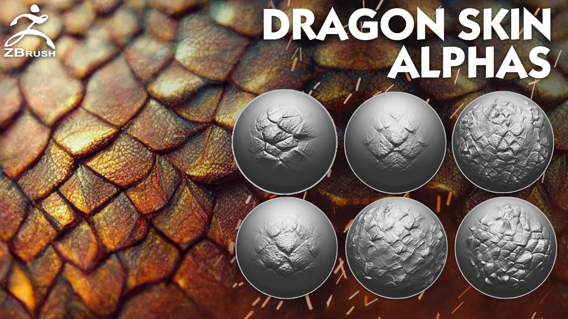 VK Gamedev Digital Products - 50+ Dragon Skin Alphas for ZBrush (Bonus ...