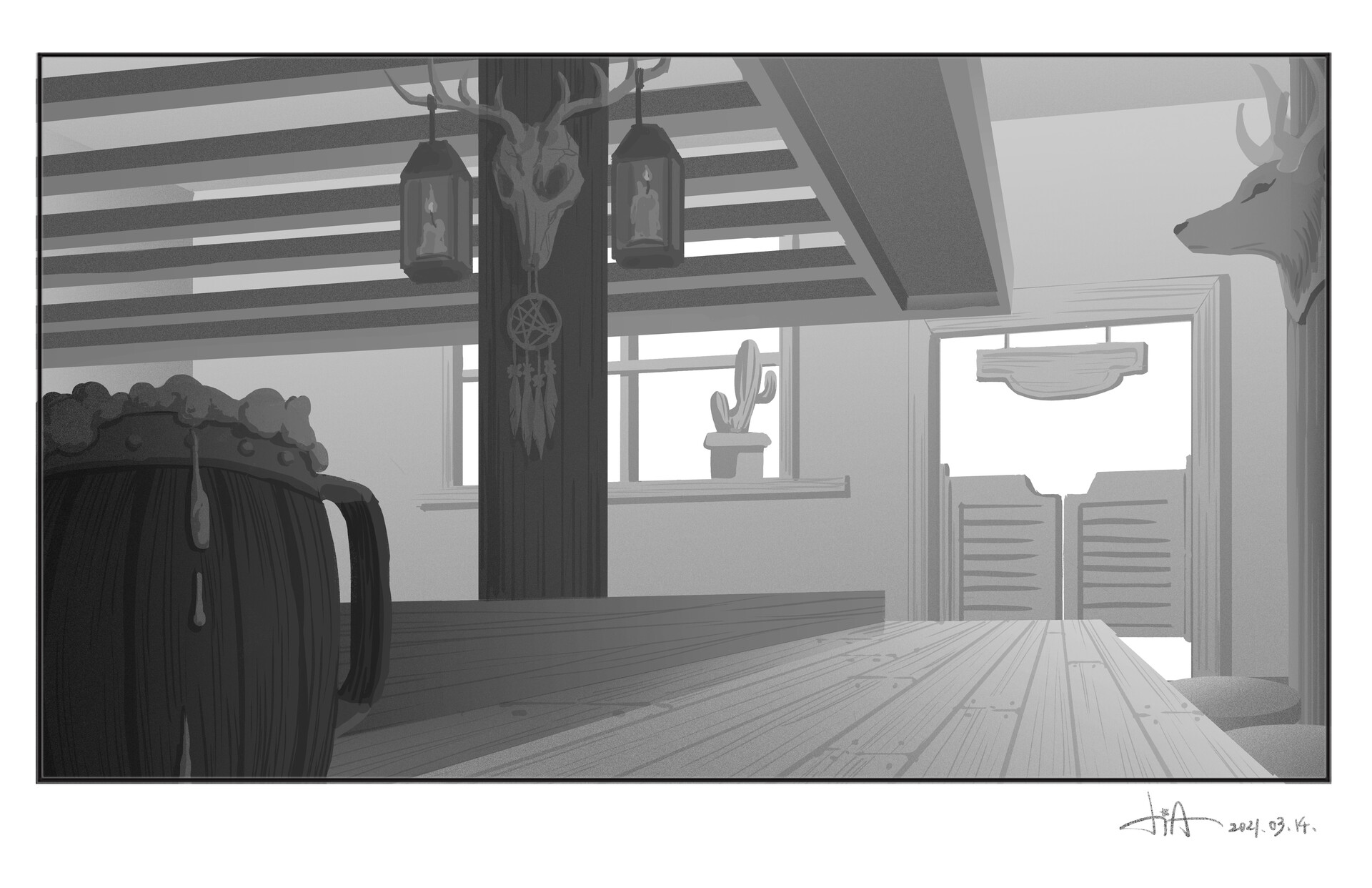 ArtStation - Internior Layout of Western Bar