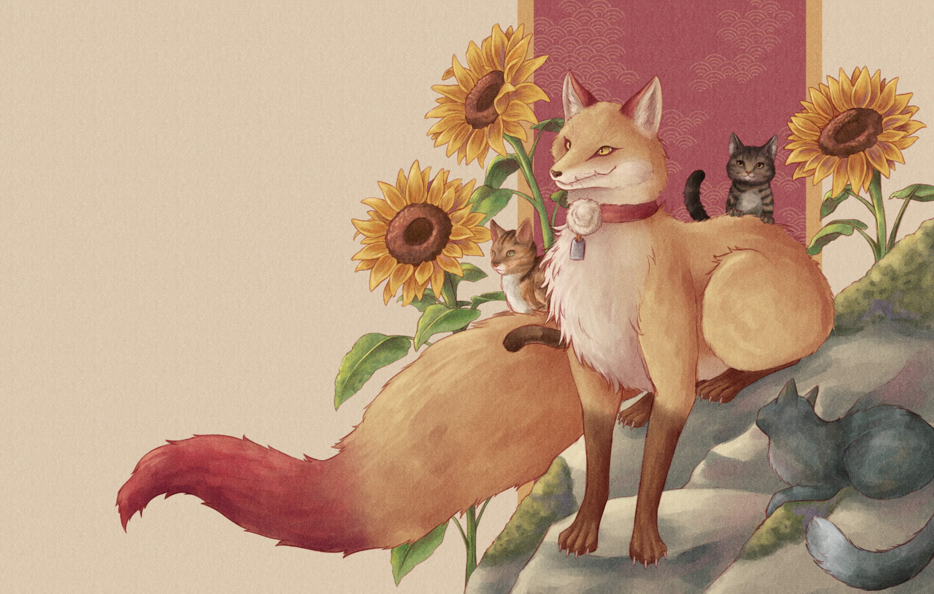 ArtStation - Sunflower Fox and Cats