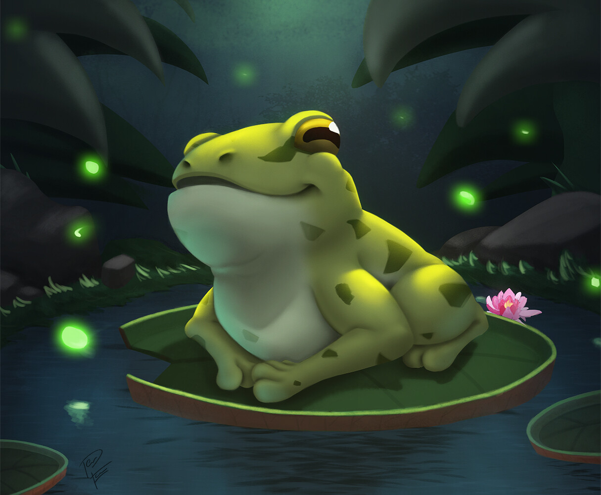 ArtStation - Frog in the pond