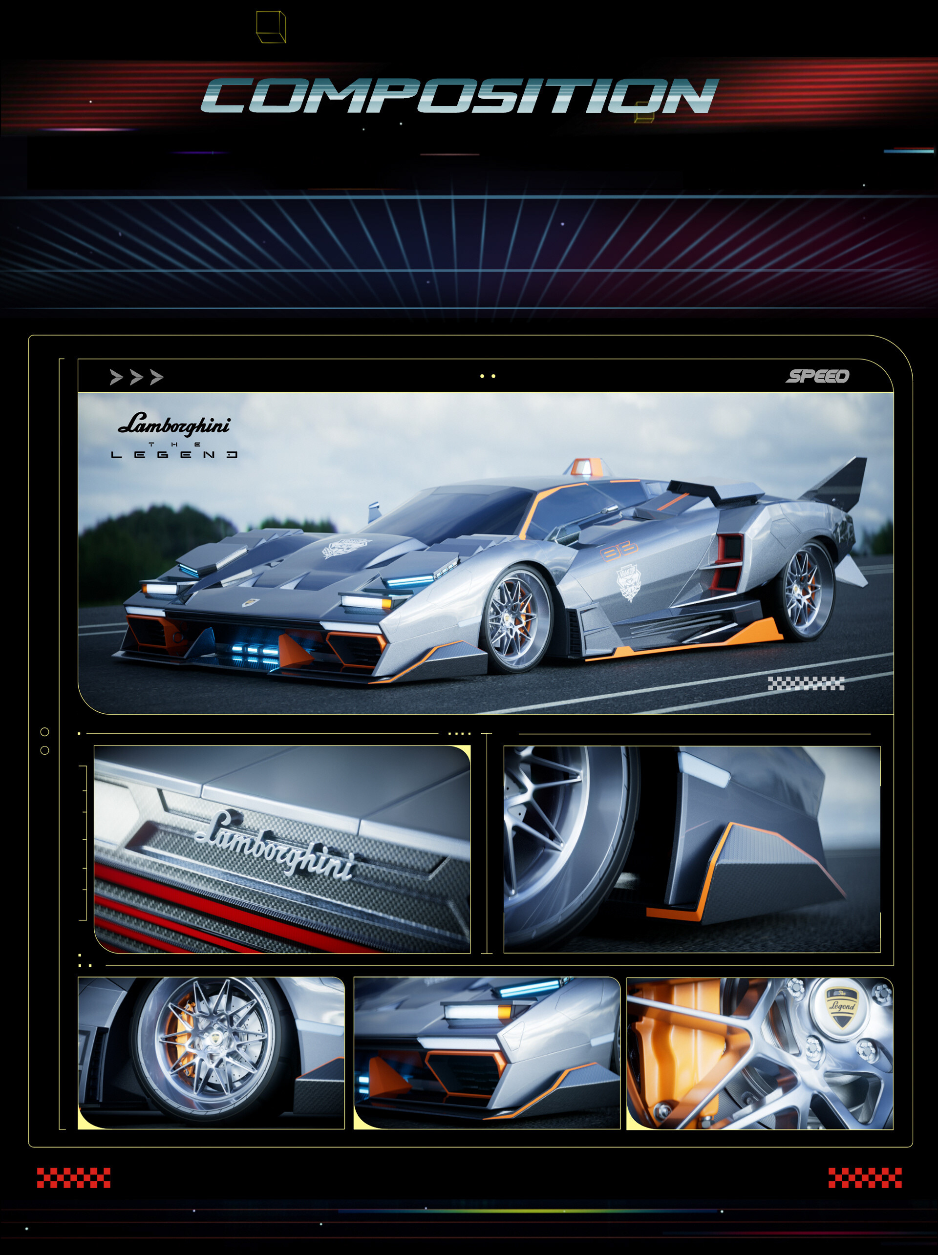 King Su - QQ Speed X Lamborghini Countach LP400/Car 3D Modeling