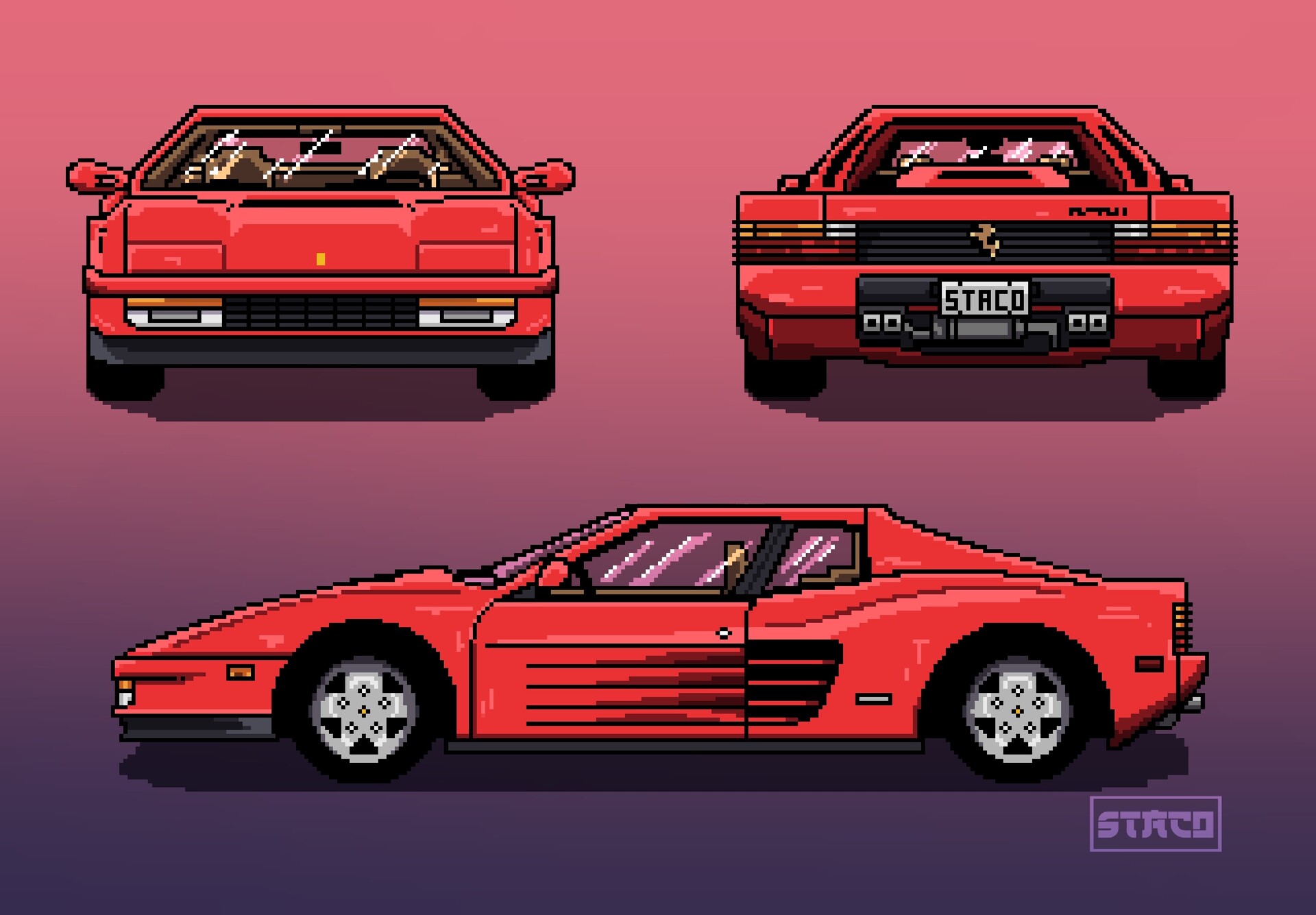 ArtStation - Countach, Testarossa, Esprit Turbo Pixel