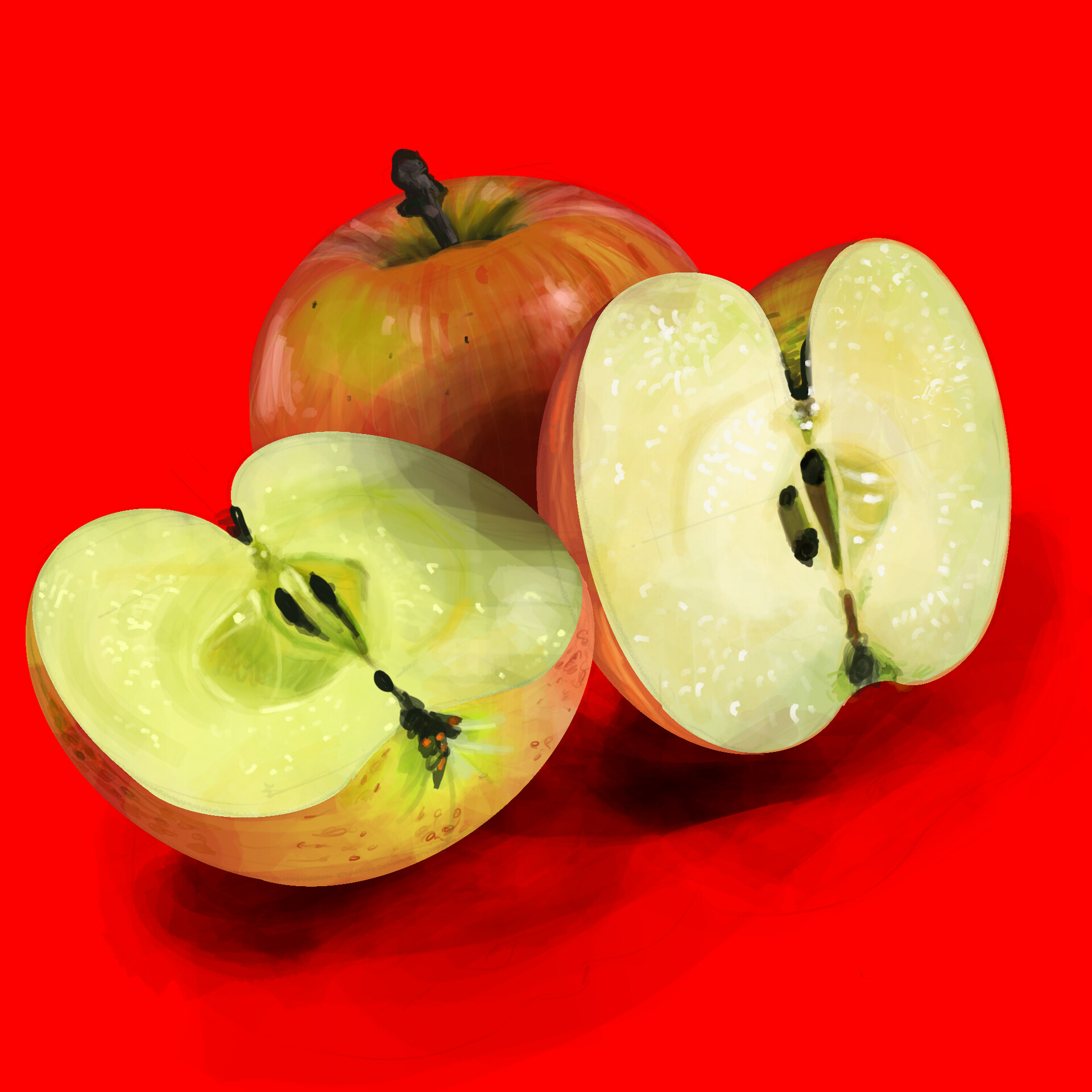 ArtStation - Painted (digitally) some apples for daily drawing practice