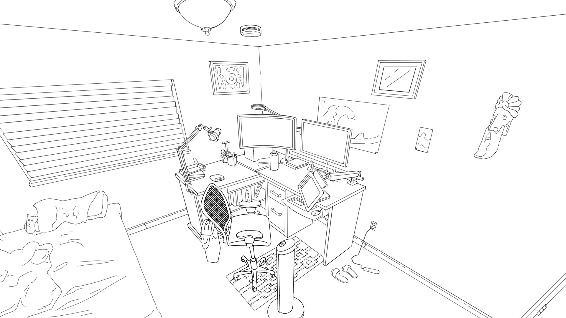 ArtStation - Artist Bedroom - 2D Background Layout