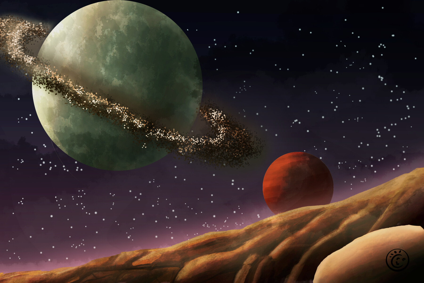 ArtStation - Space with 2 planets practice