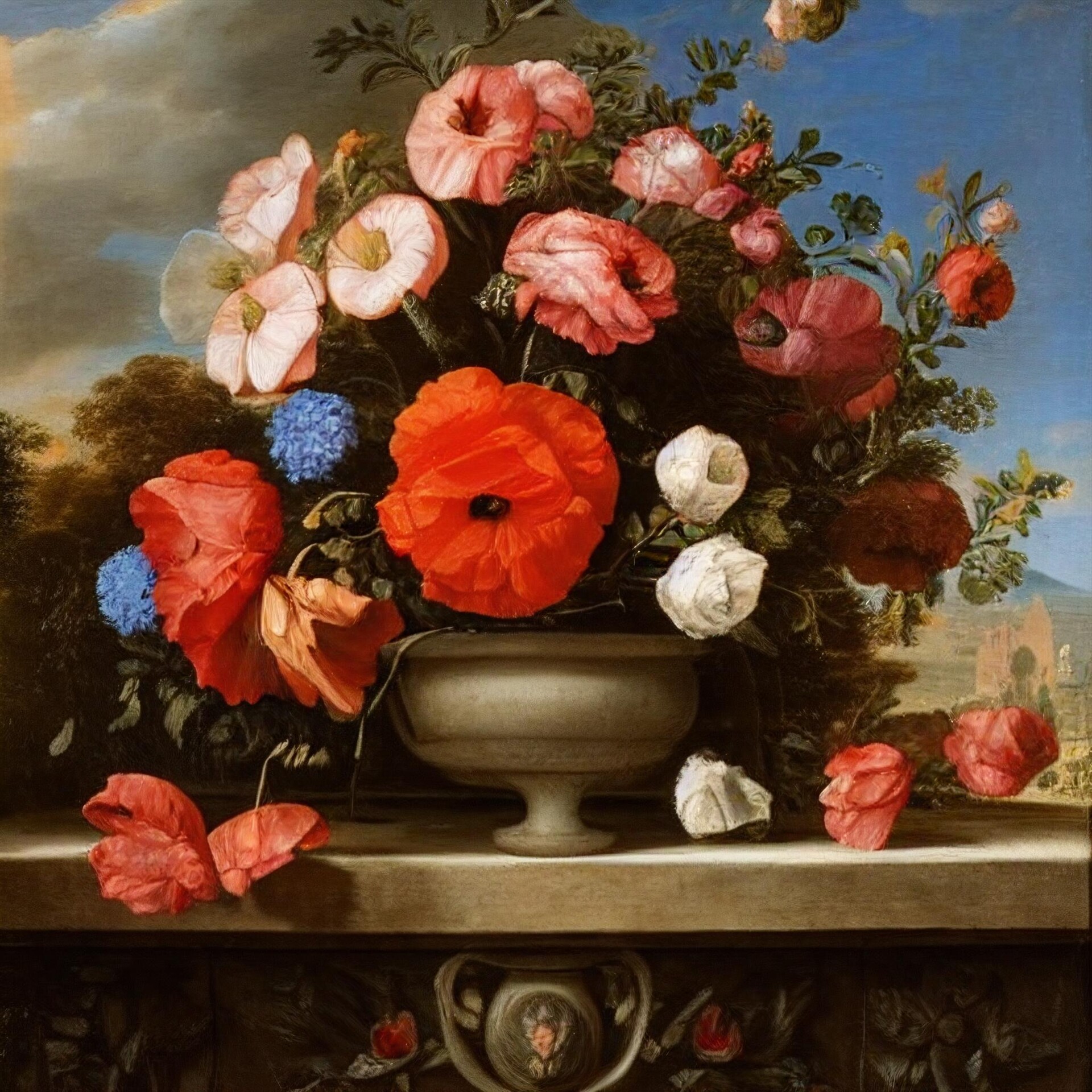 the_french_artist - [AI] Rachel Ruysch Roses Convolvulus Poppies and ...