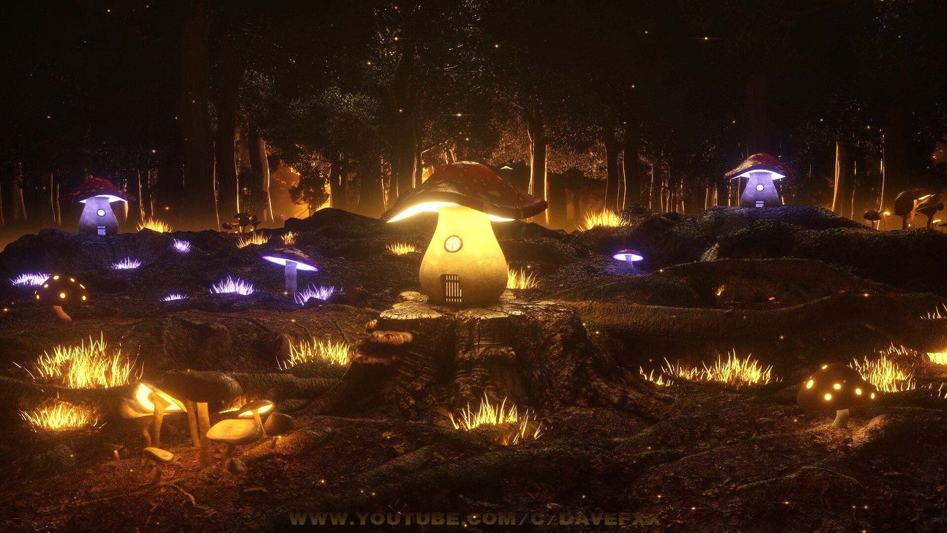 ArtStation - Magic Mushrooms Forest by Night