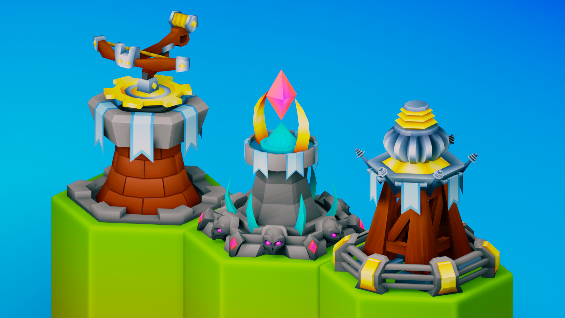 ArtStation - Low Poly Defense Towers