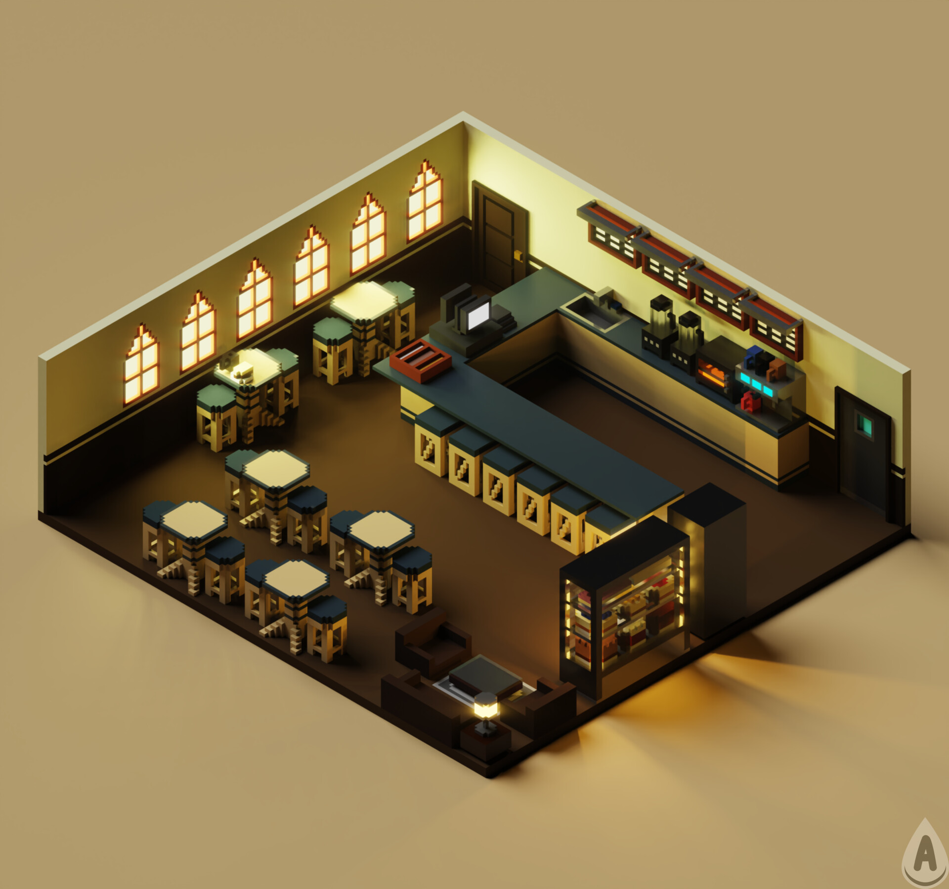 ArtStation - Voxel Design (Coffee Shop)