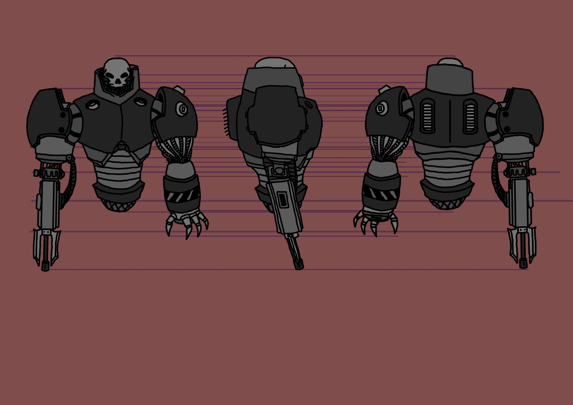 ArtStation - Grayscale study - Battle robot turnaround