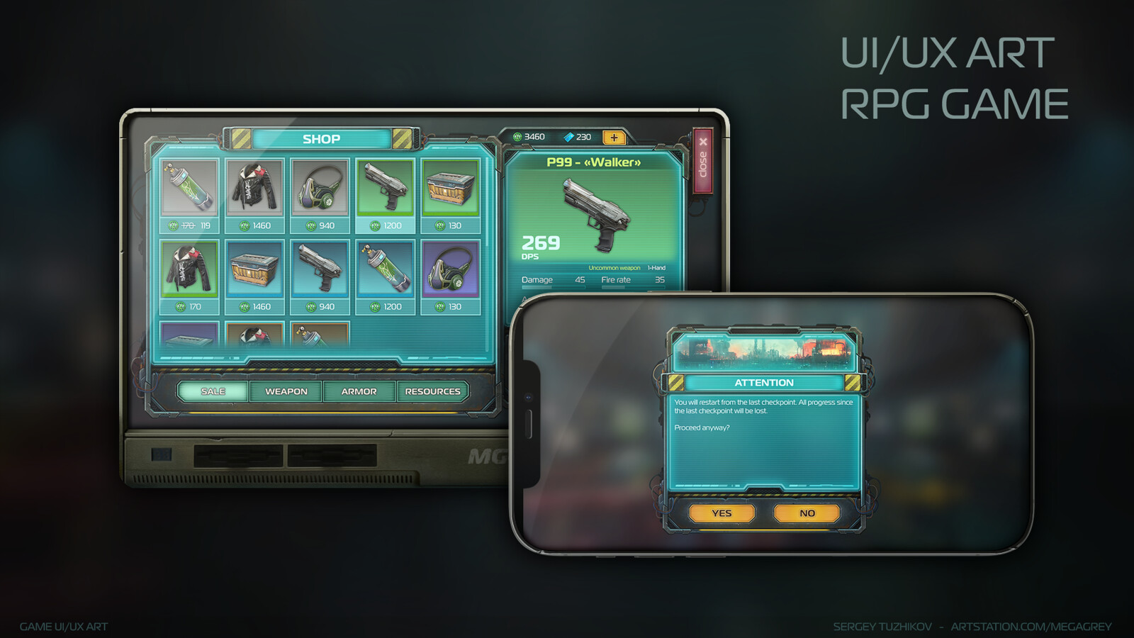 Sergey Tuzhikov - UI/UX - Cyberpunk Post - Apocalypse Game