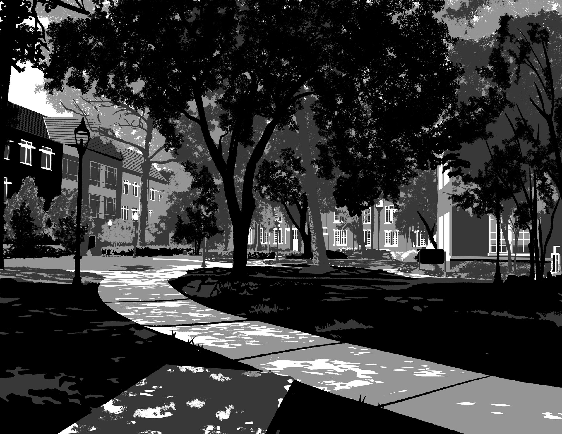 ArtStation - Campus Landscape Value Study