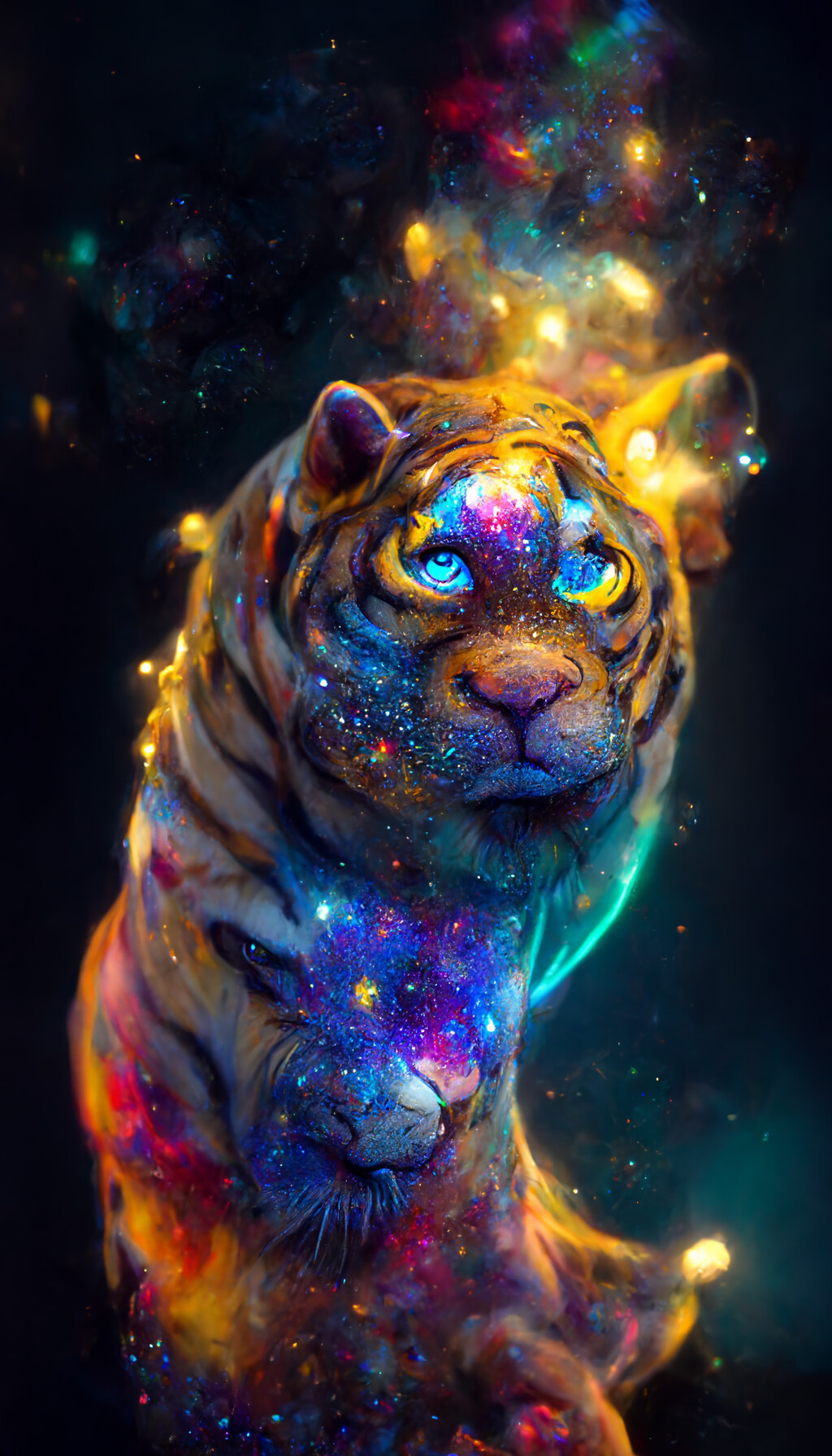 ArtStation - Tigers and Lions Made of Galaxies