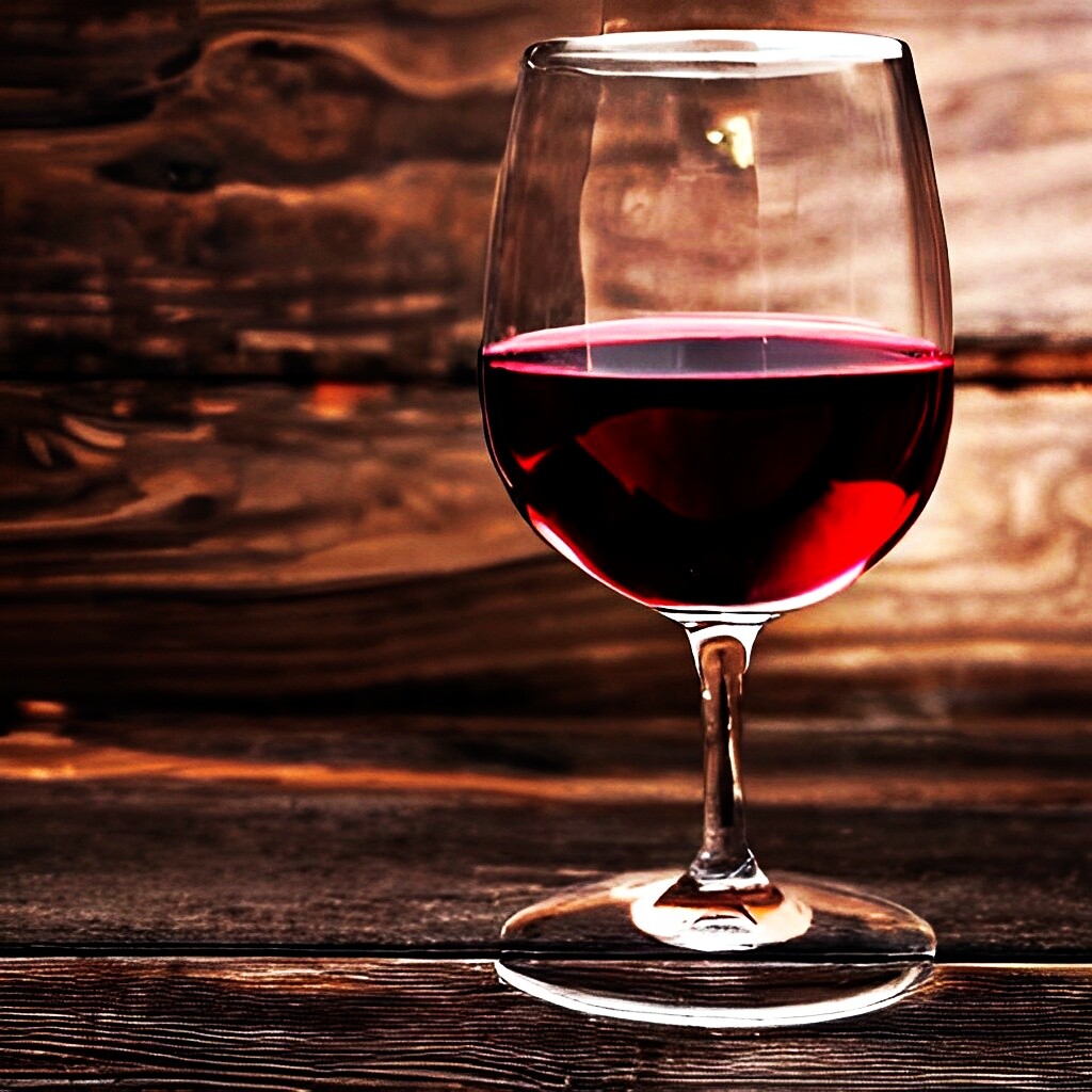 ArtStation - A Glass Of Wine on a Dark Wooden Table - Made By AI