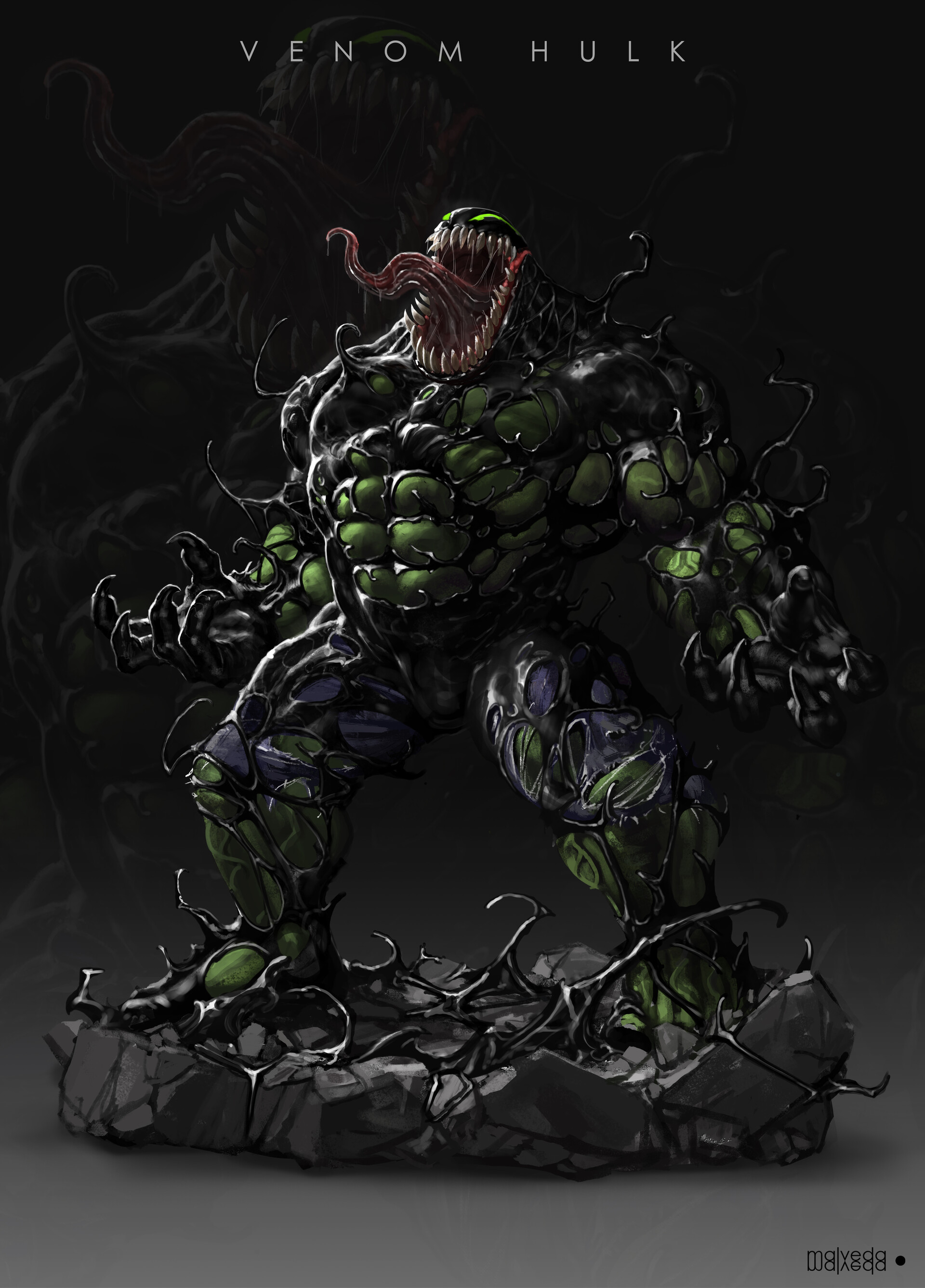 ArtStation - Venomized Hulk Statue Concept Art