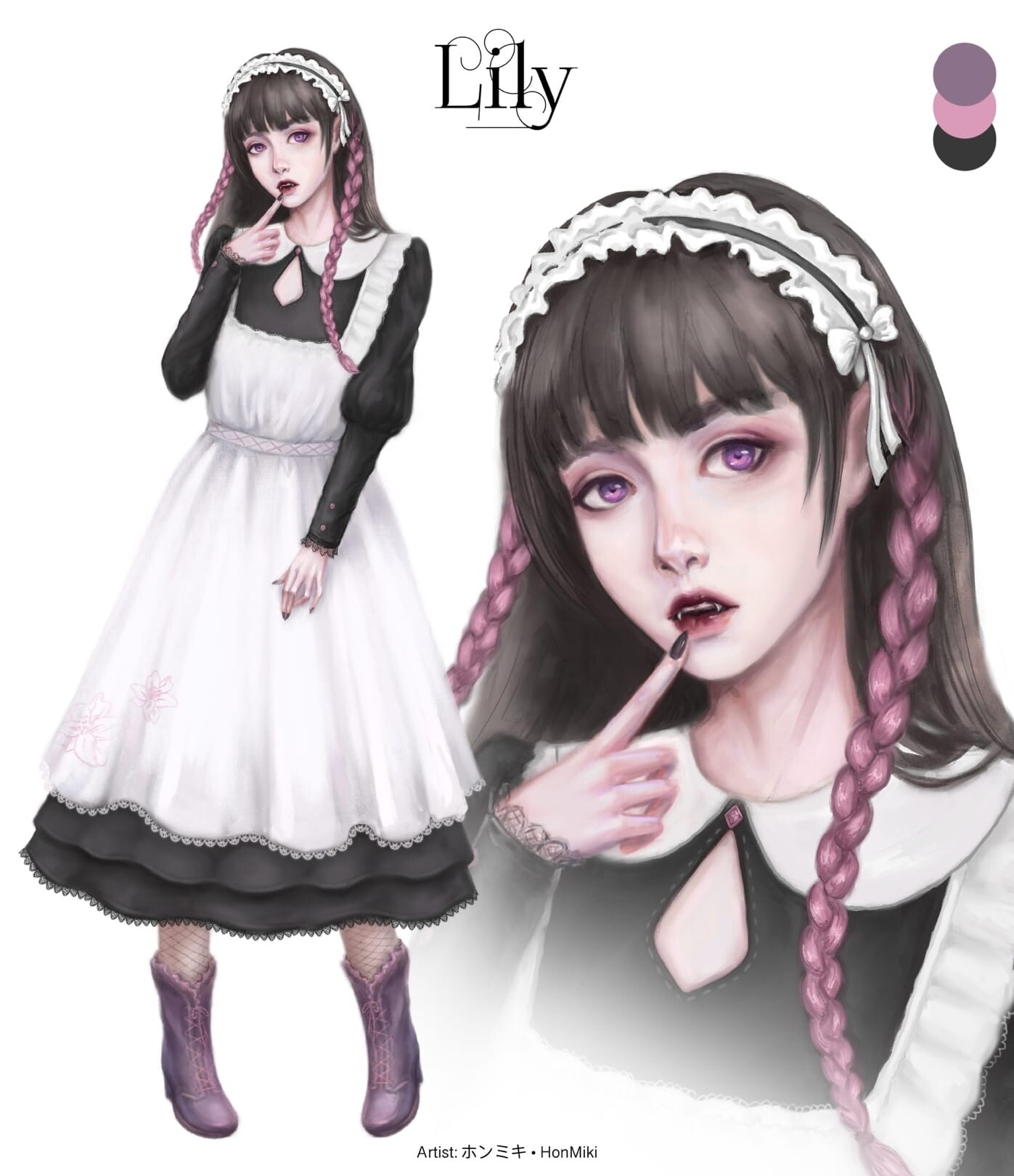 ArtStation - The vampire maid Lily. Concept art for visual novel.
