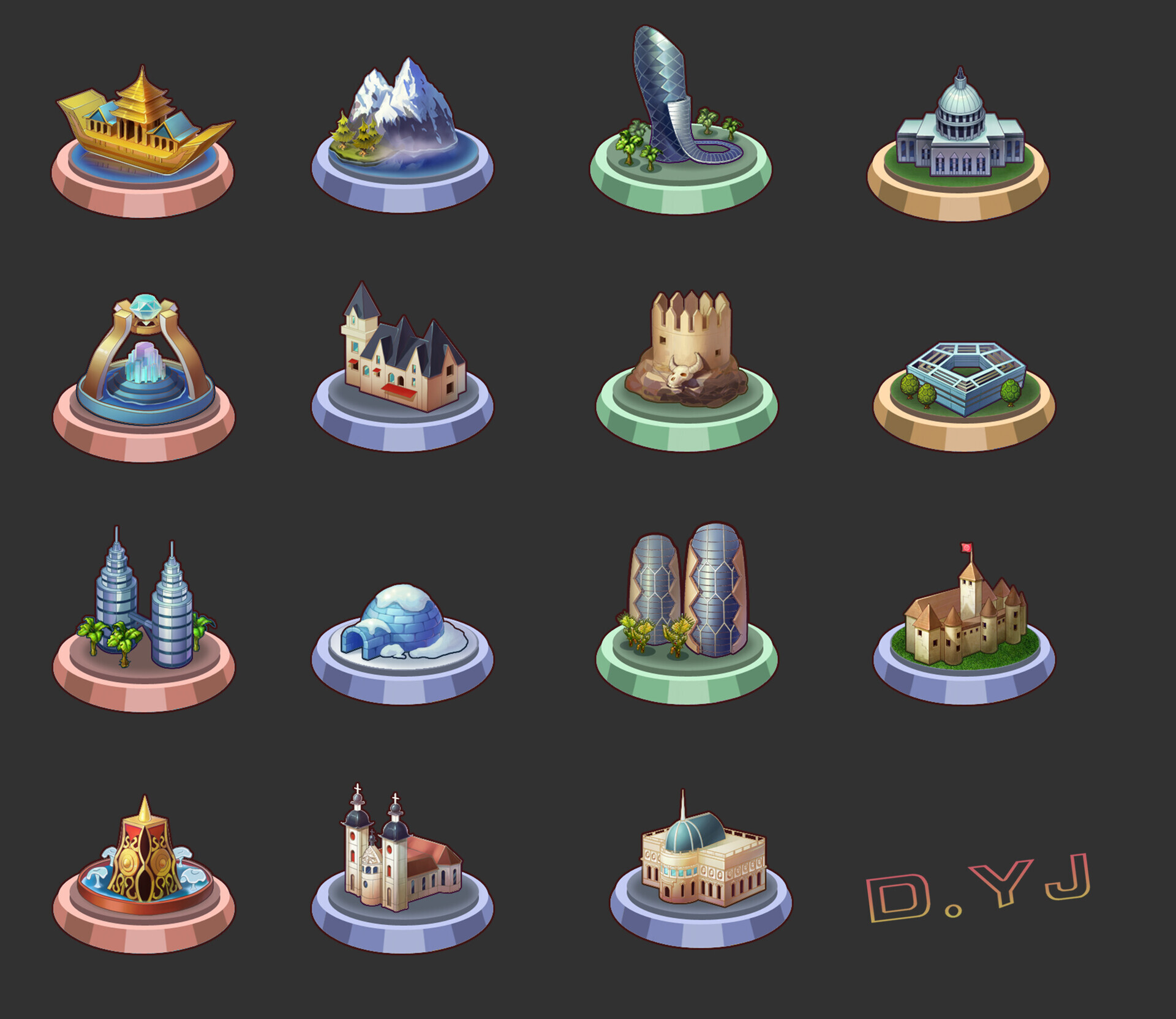 Alvin Ding - 2D Character and buildings