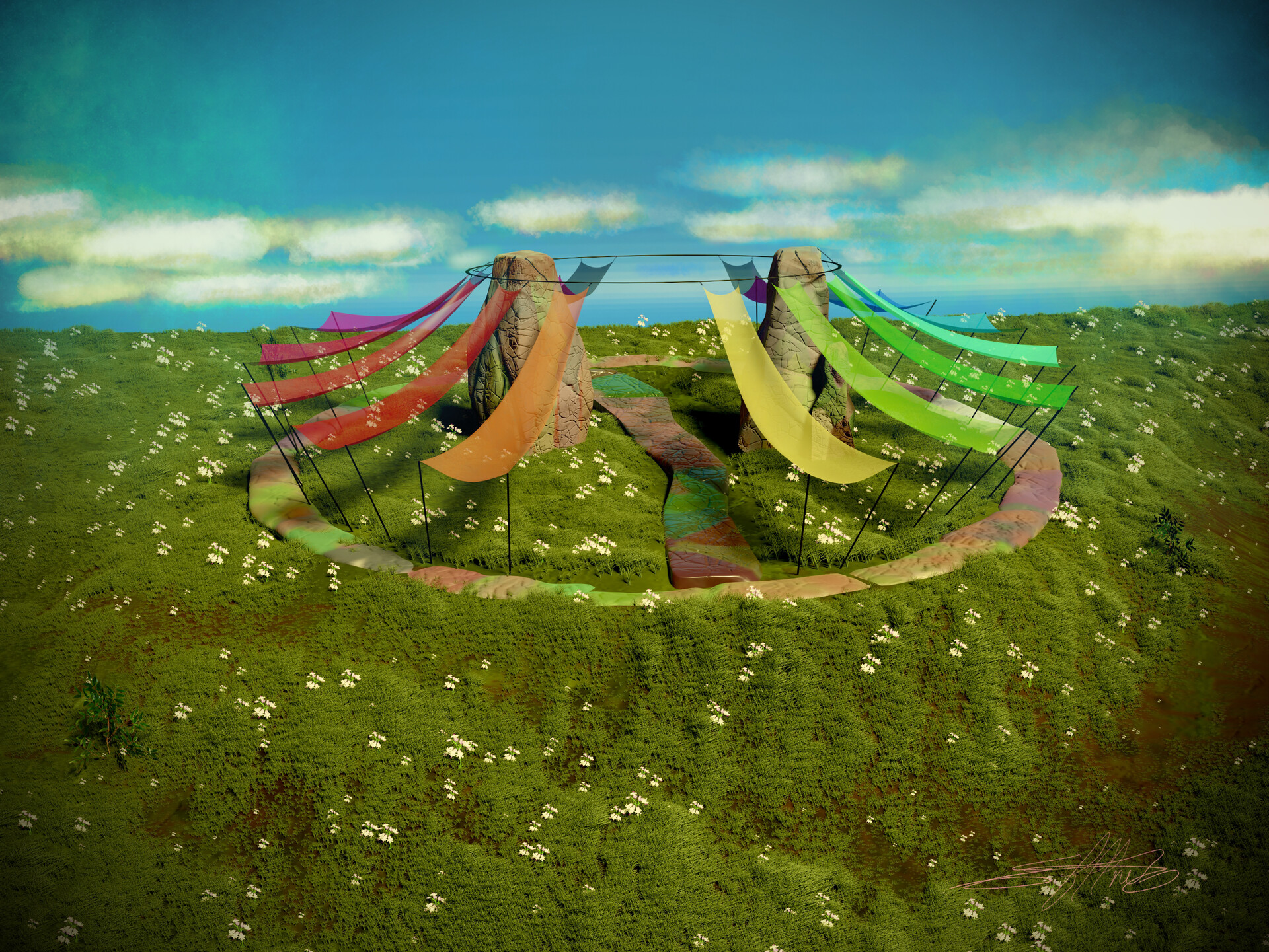 ArtStation - The Painted Stone Monument