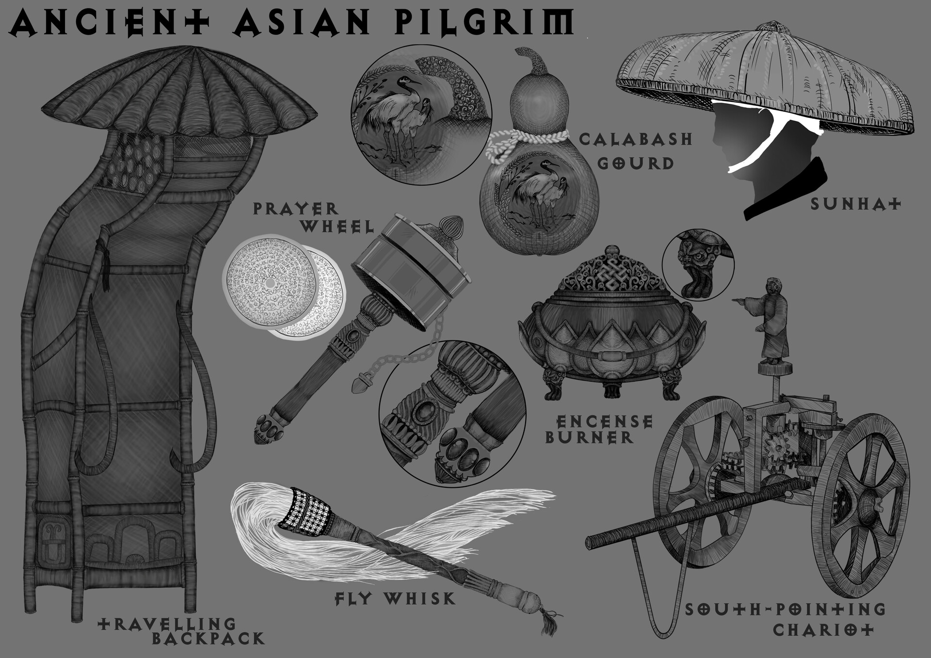 ArtStation - Ancient Asian Pilgrim Travelling kit