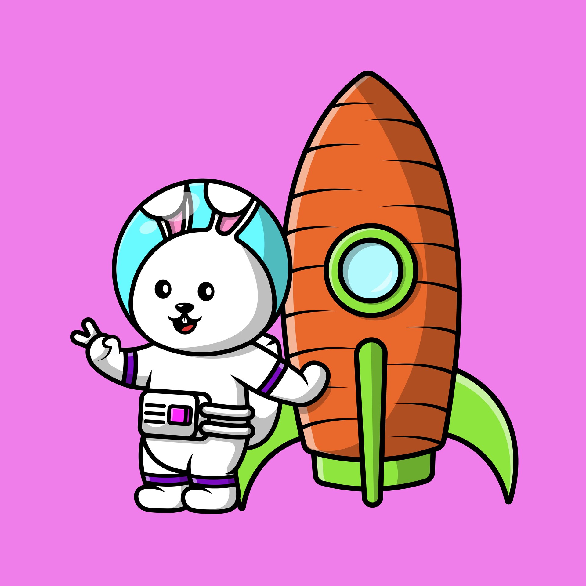 Moksha Labs - Cute Rabbit Astronaut Flat Cartoon Concept