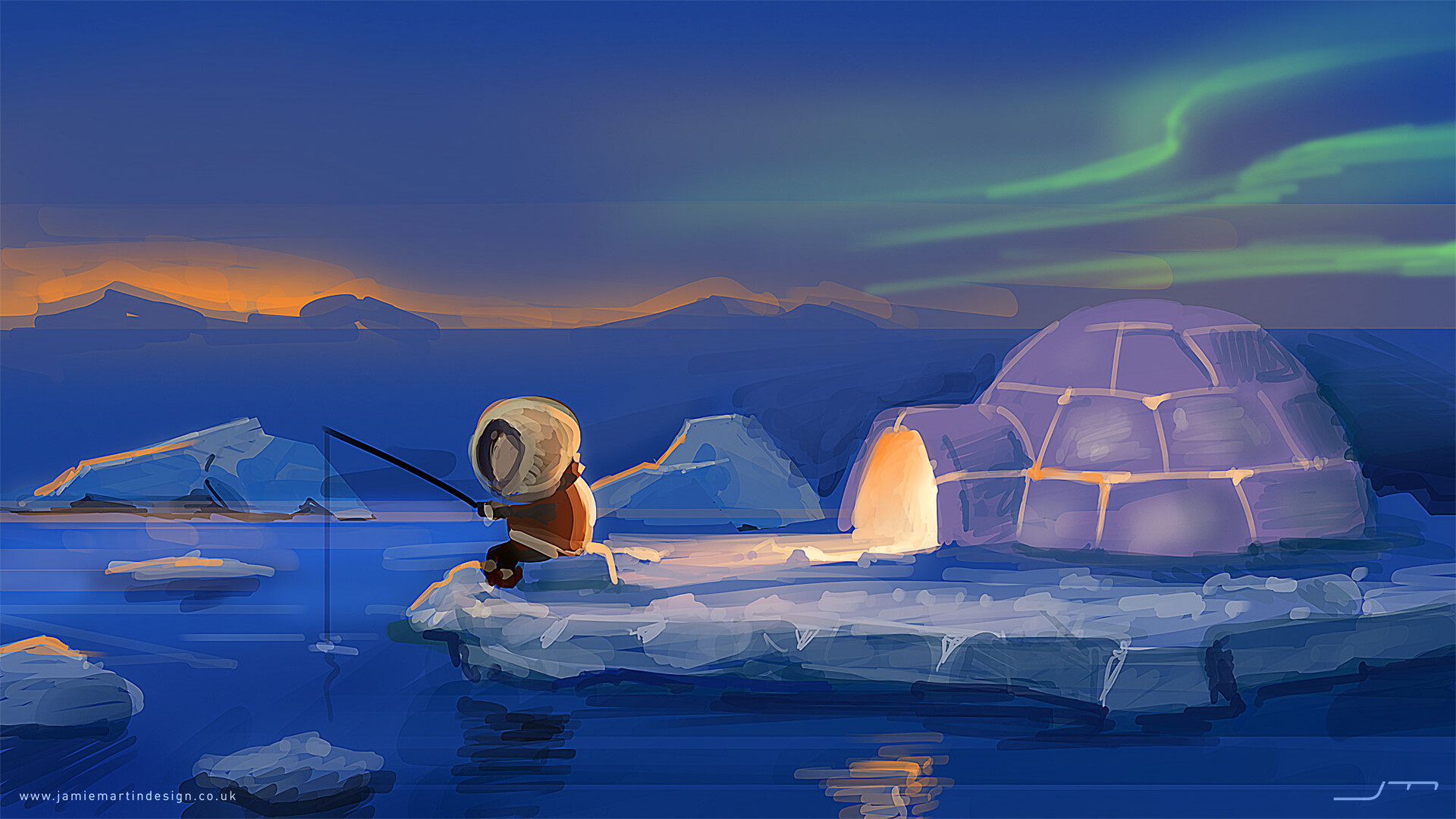 Jamie Martin - Fishing Inuit & Igloo Placement - game concept art