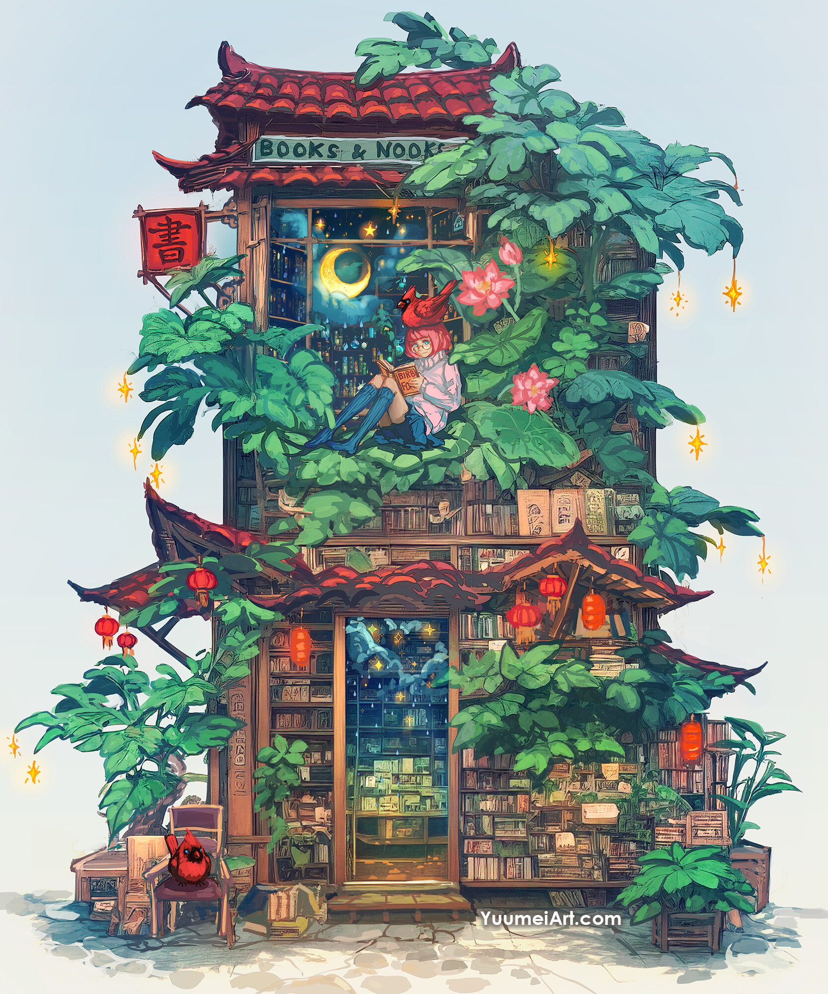 Books & Nooks by (Yuumei) Wenqing Yan : r/ImaginaryLibraries