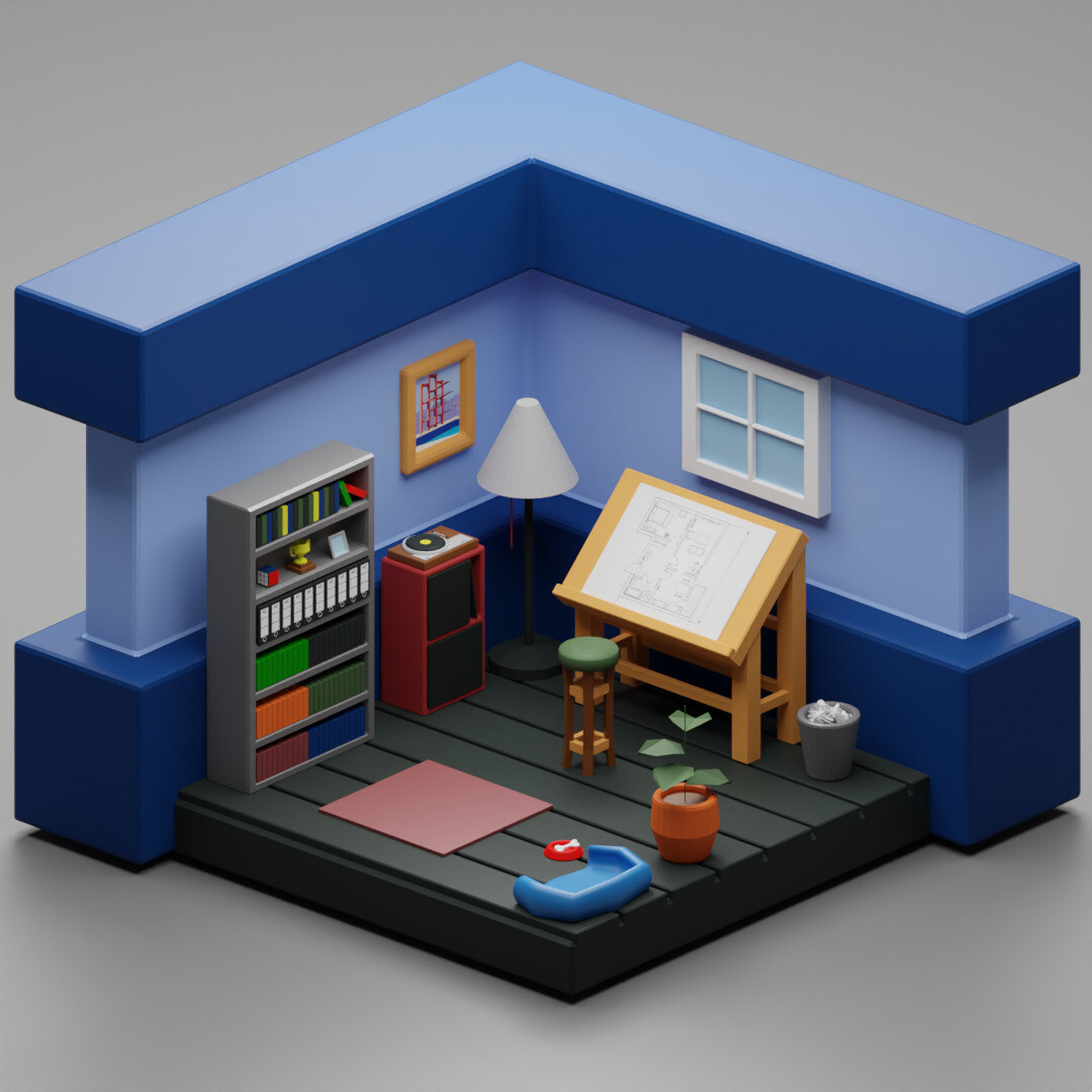 ArtStation - Mini Office Stylized Room