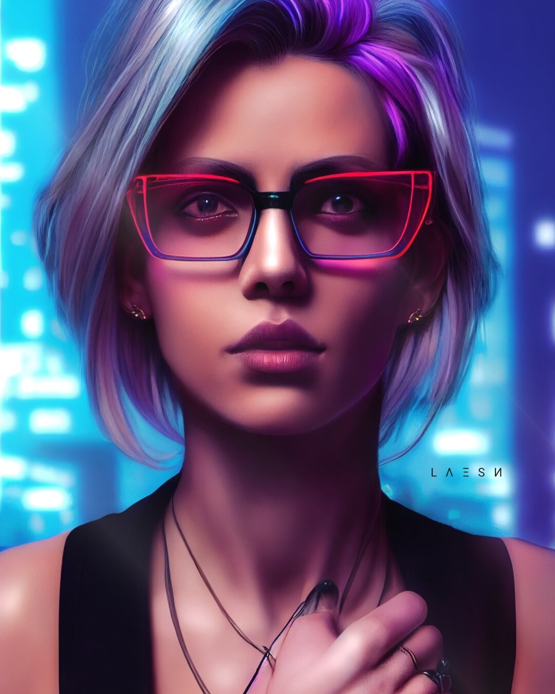 Artstation Cyberpunk Nerd Girl