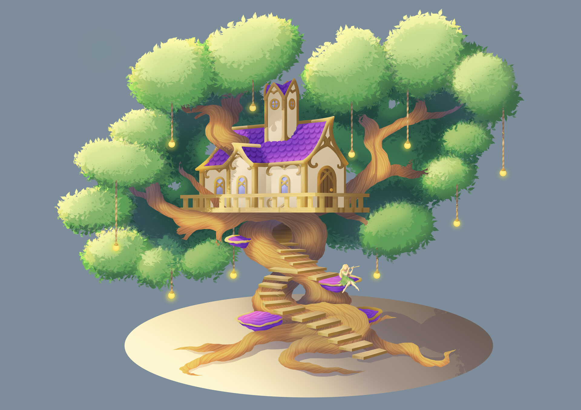 ArtStation - Tree House 2D Concept