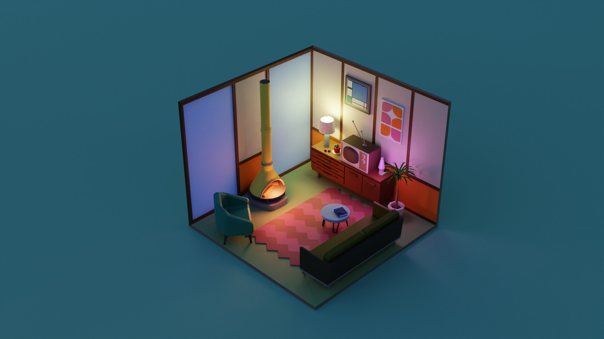 ArtStation - Retro Rooms Low Poly