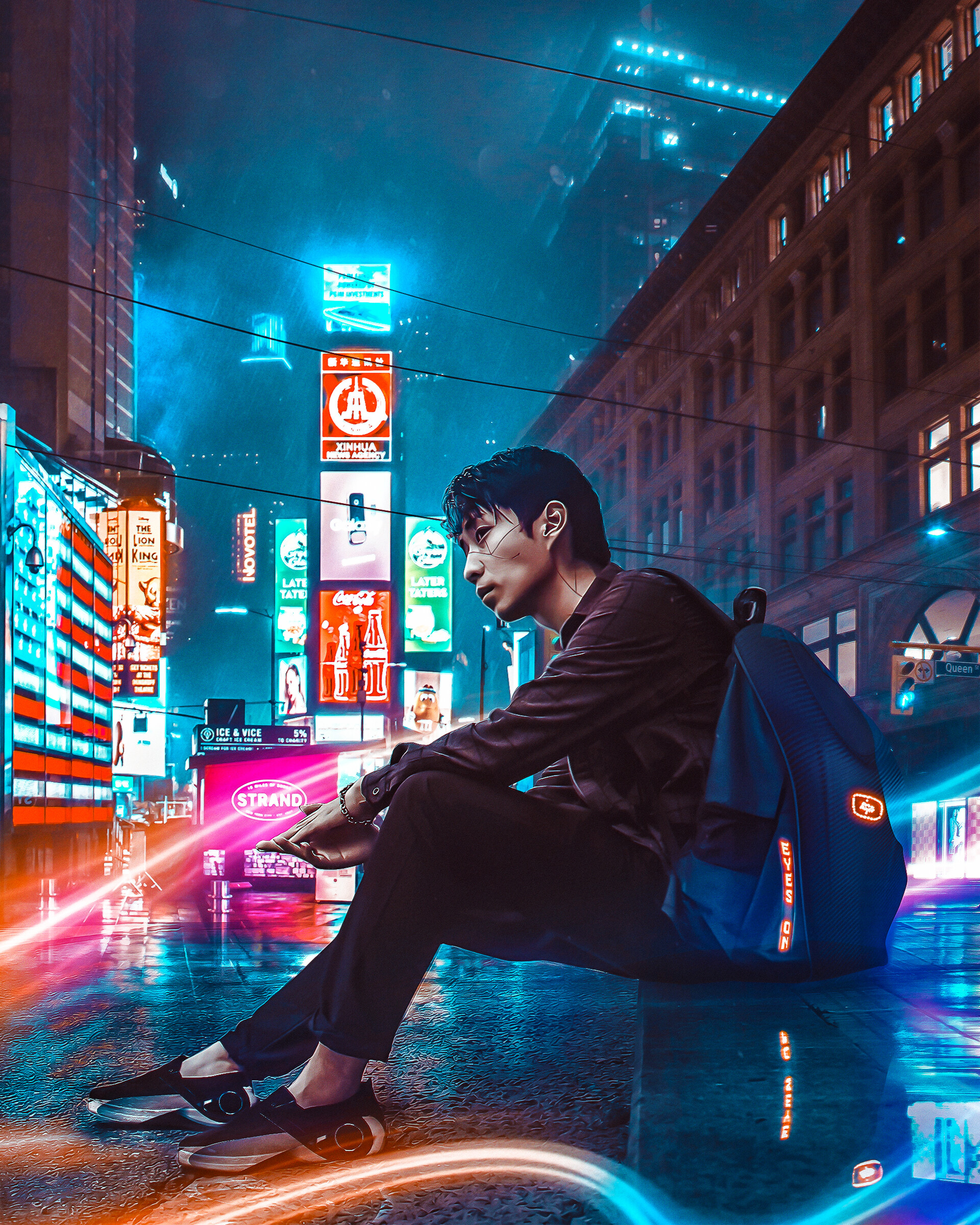 ArtStation - Cyberpunk. Sitting on the sidewalk
