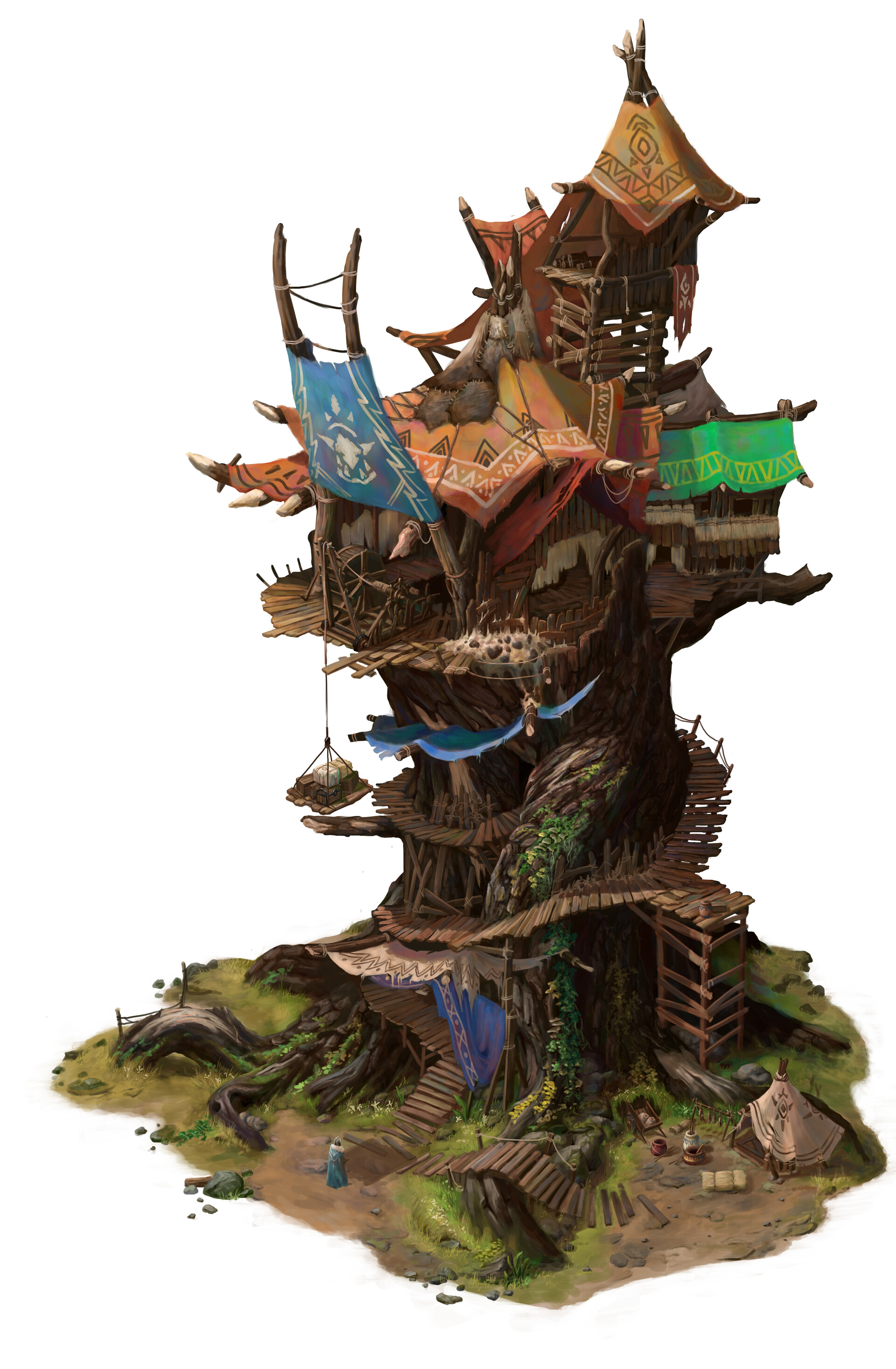 ArtStation - Goblin tree house & Pulley