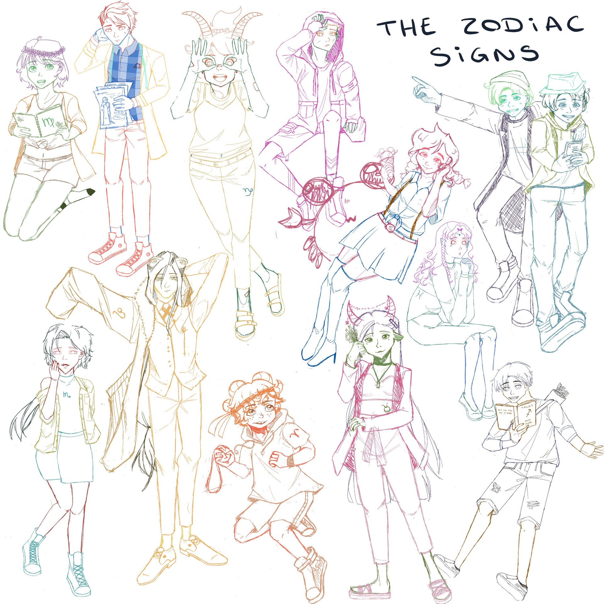 Zodiac signs drawings as humans 60 photos - Astrologytoyou.com