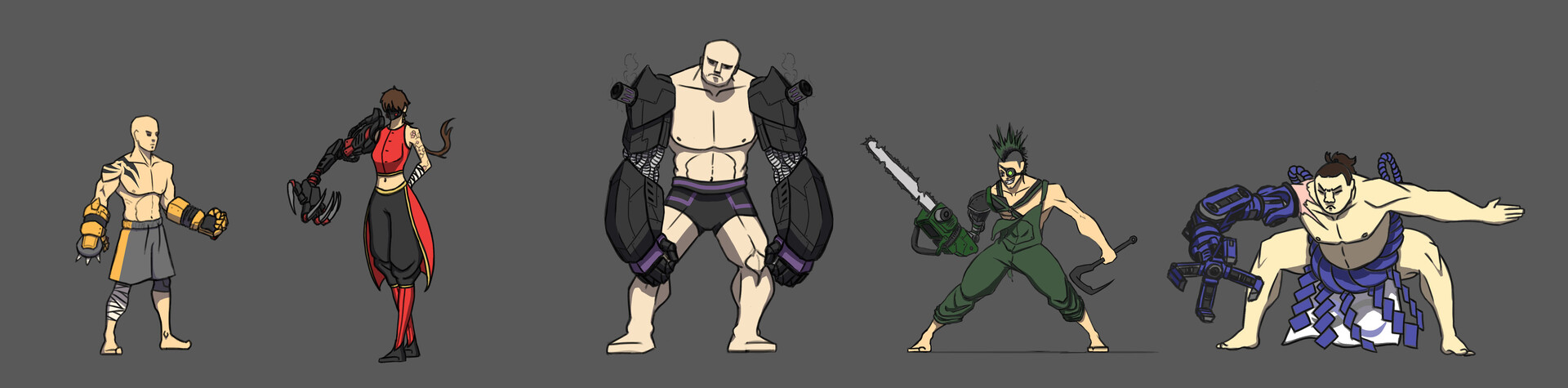 ArtStation - Some fighting videogame characters and the protagonist.