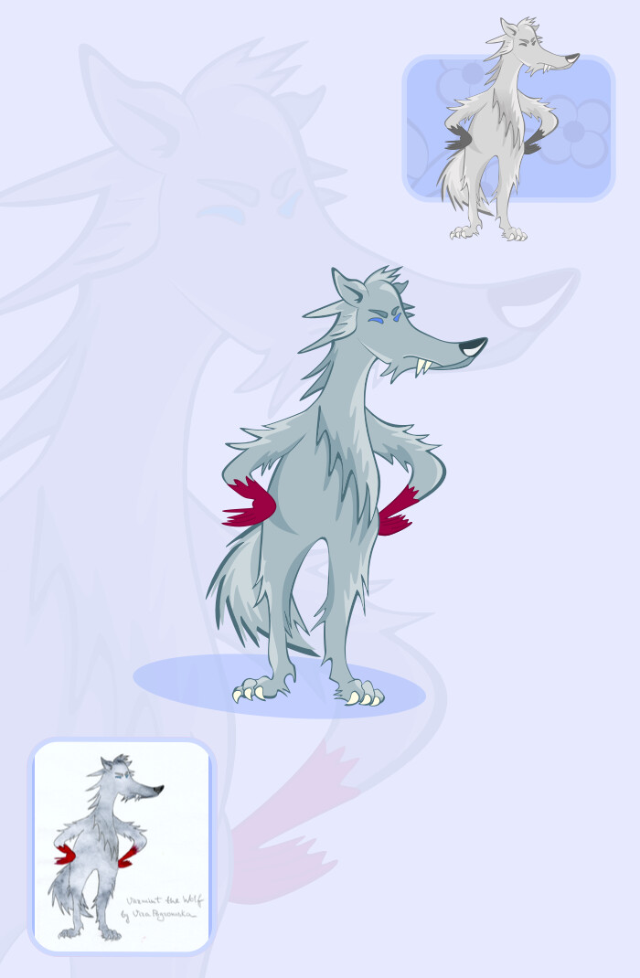 Vira - Varmint the Wolf. Anthropomorphic design of an animal character.