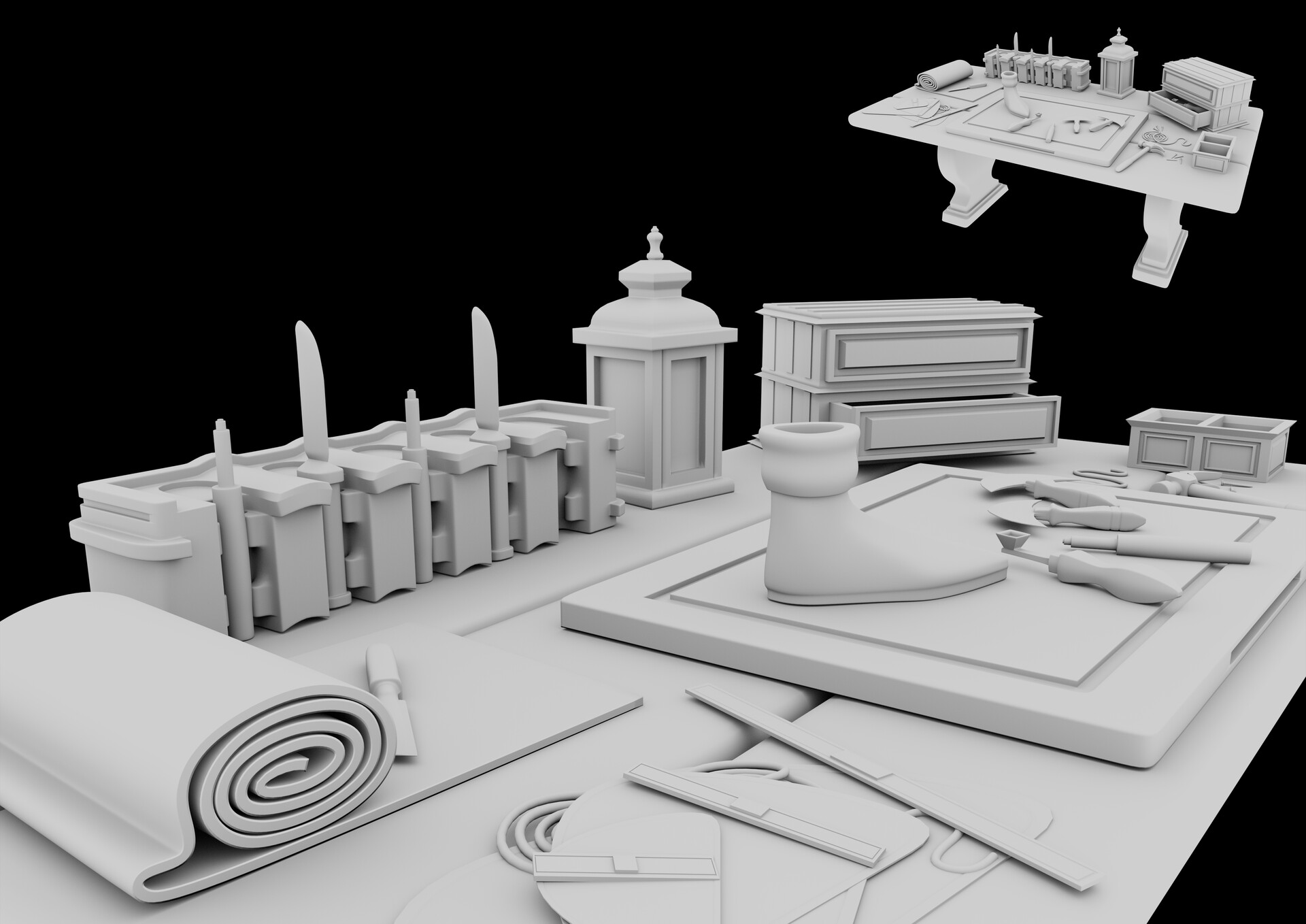 ArtStation - Medieval shoemaker’s table