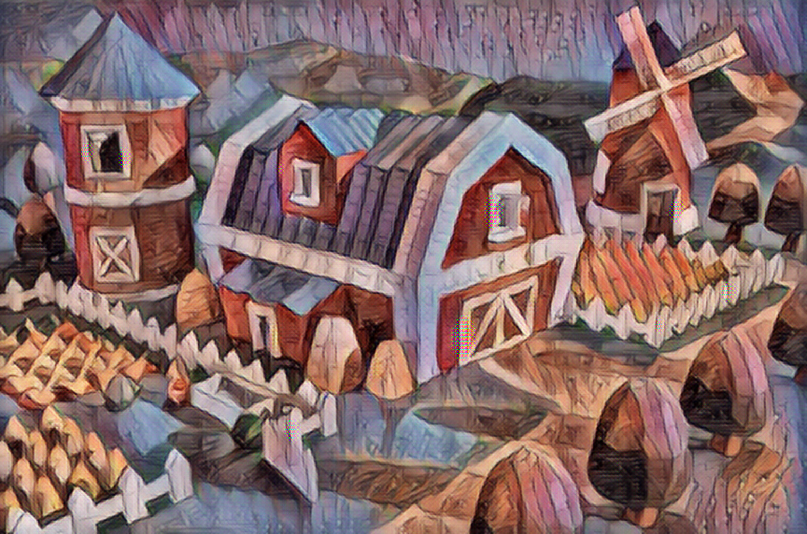 RenderForce_3D - Stylized Farm - 3D Blender Artwork (with edit in canva)