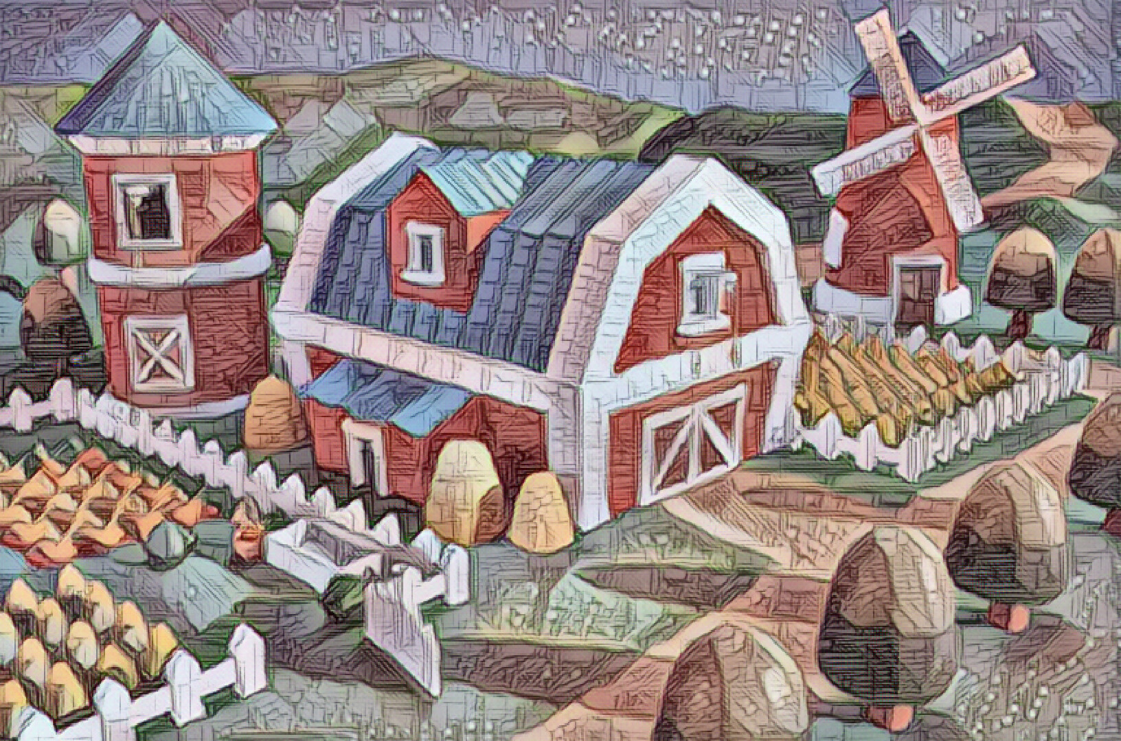 RenderForce_3D - Stylized Farm - 3D Blender Artwork (with edit in canva)