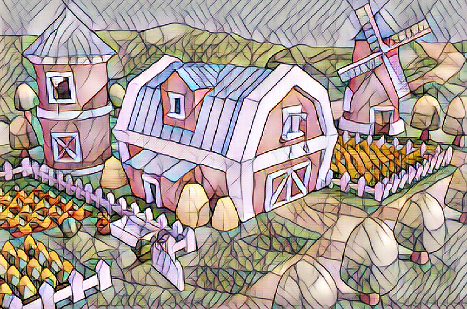 RenderForce_3D - Stylized Farm - 3D Blender Artwork (with edit in canva)